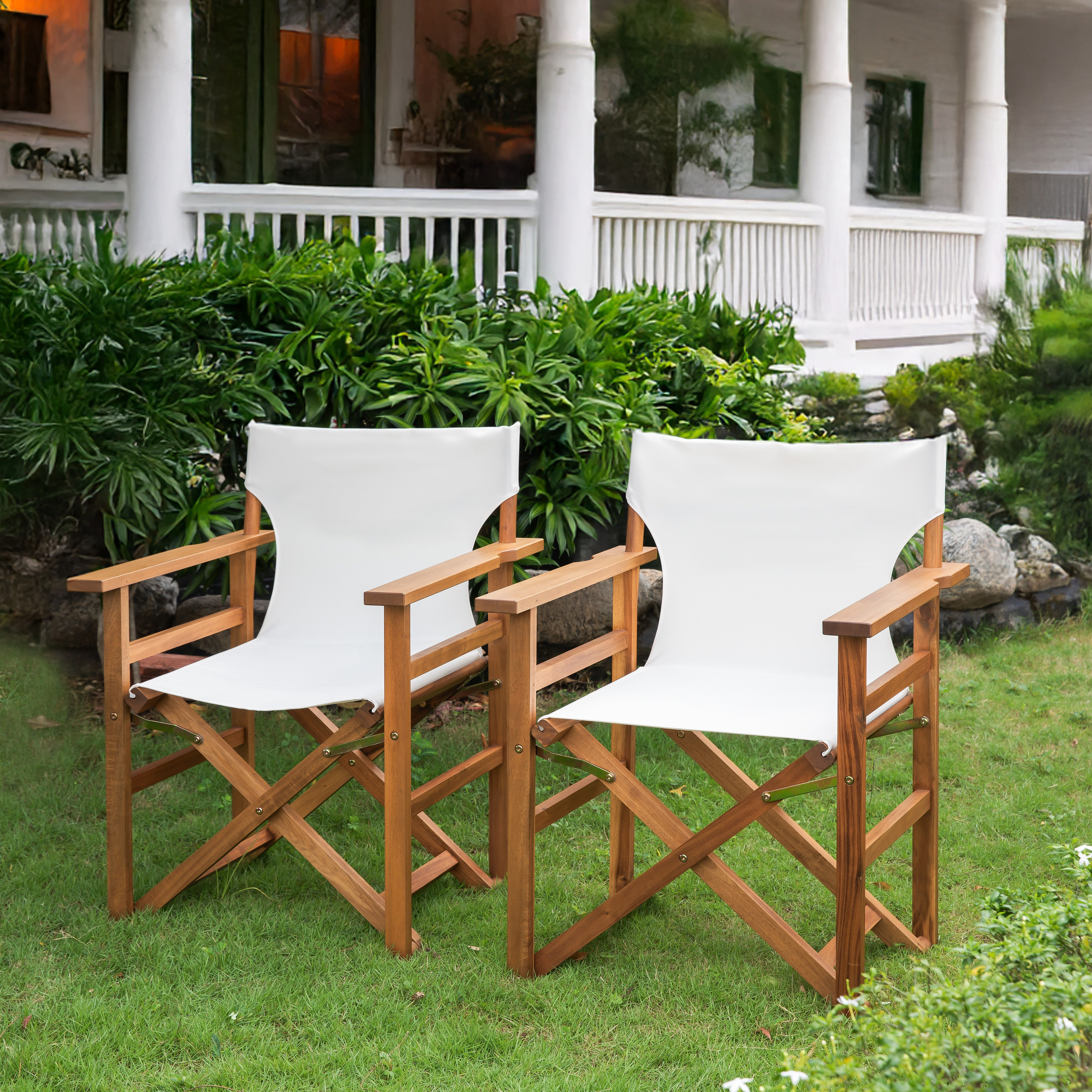 Ophelia & Co. Solid Wood Folding Director Chair (Set of 2) - Wayfair Canada