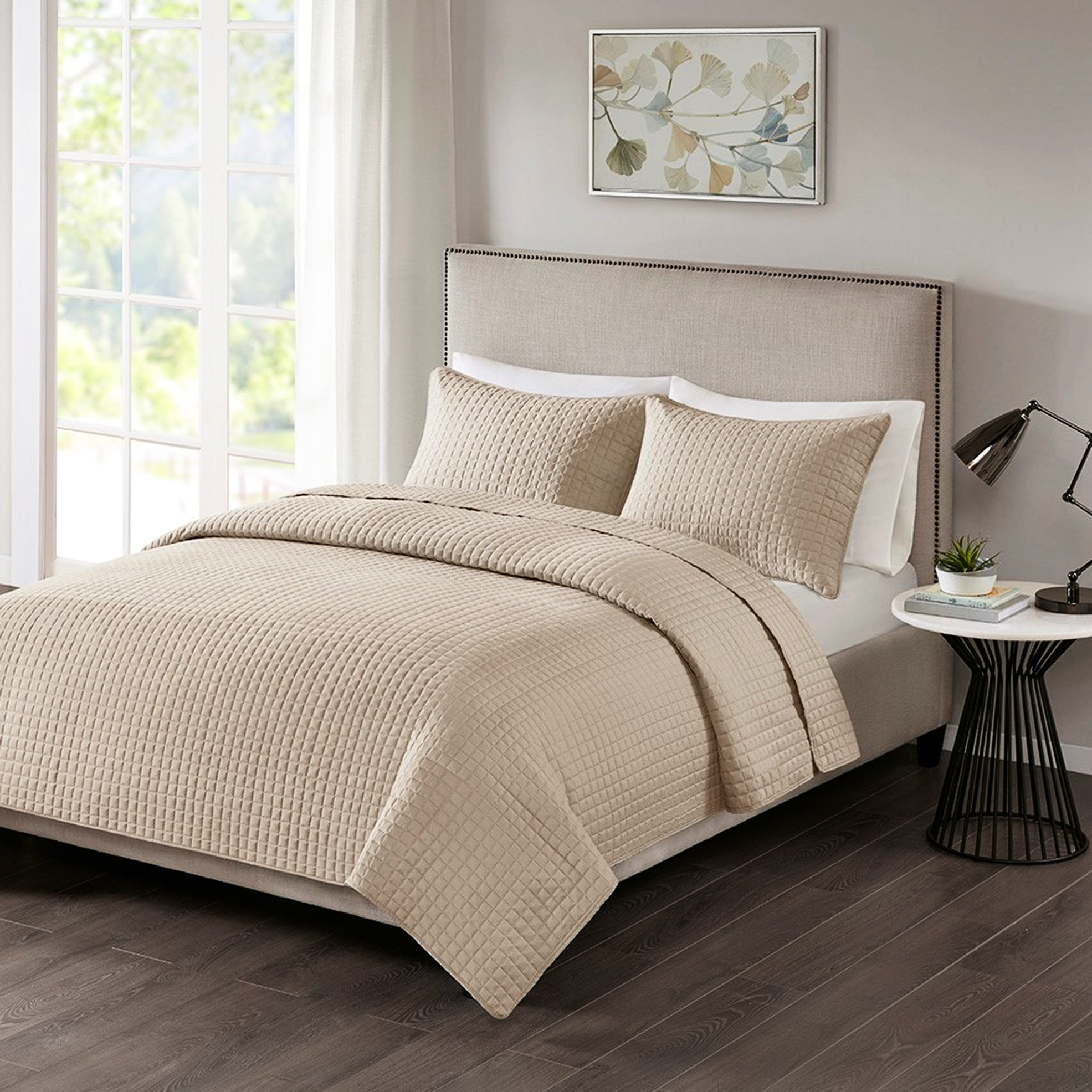 Banior Khaki Full Reversible Quilt 3 Piece Bedding - Filling Aspect ...