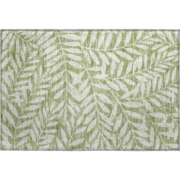 Bungalow Rose Premium Machine Washable Prisco Green Rug | Wayfair
