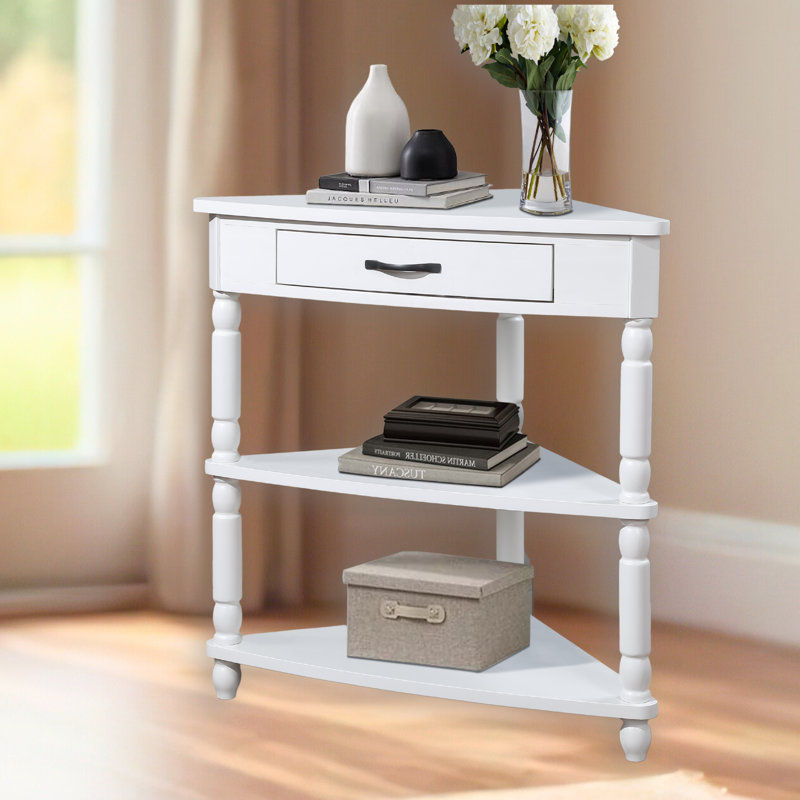 Canora Grey Sierra 33" Triangular Corner Table With 3-Tier And Solid ...