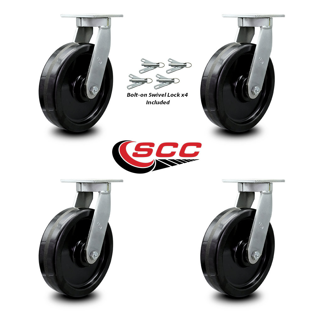 Service Caster Extra Heavy Duty Phenolic Swivel Caster Set with Swivel ...