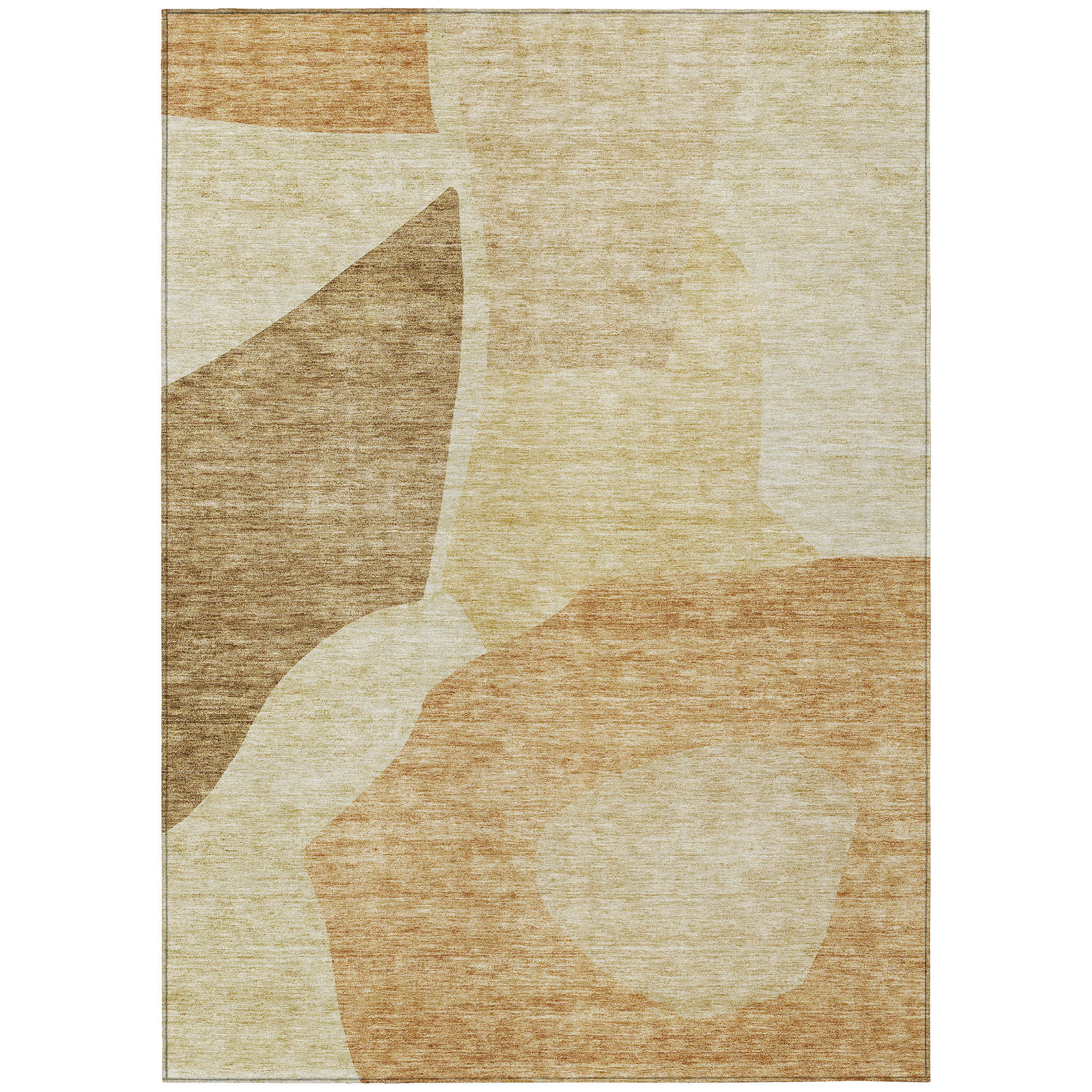 HomeRoots 3' X 5' Beige Copper And Brown Abstract Washable Indoor ...