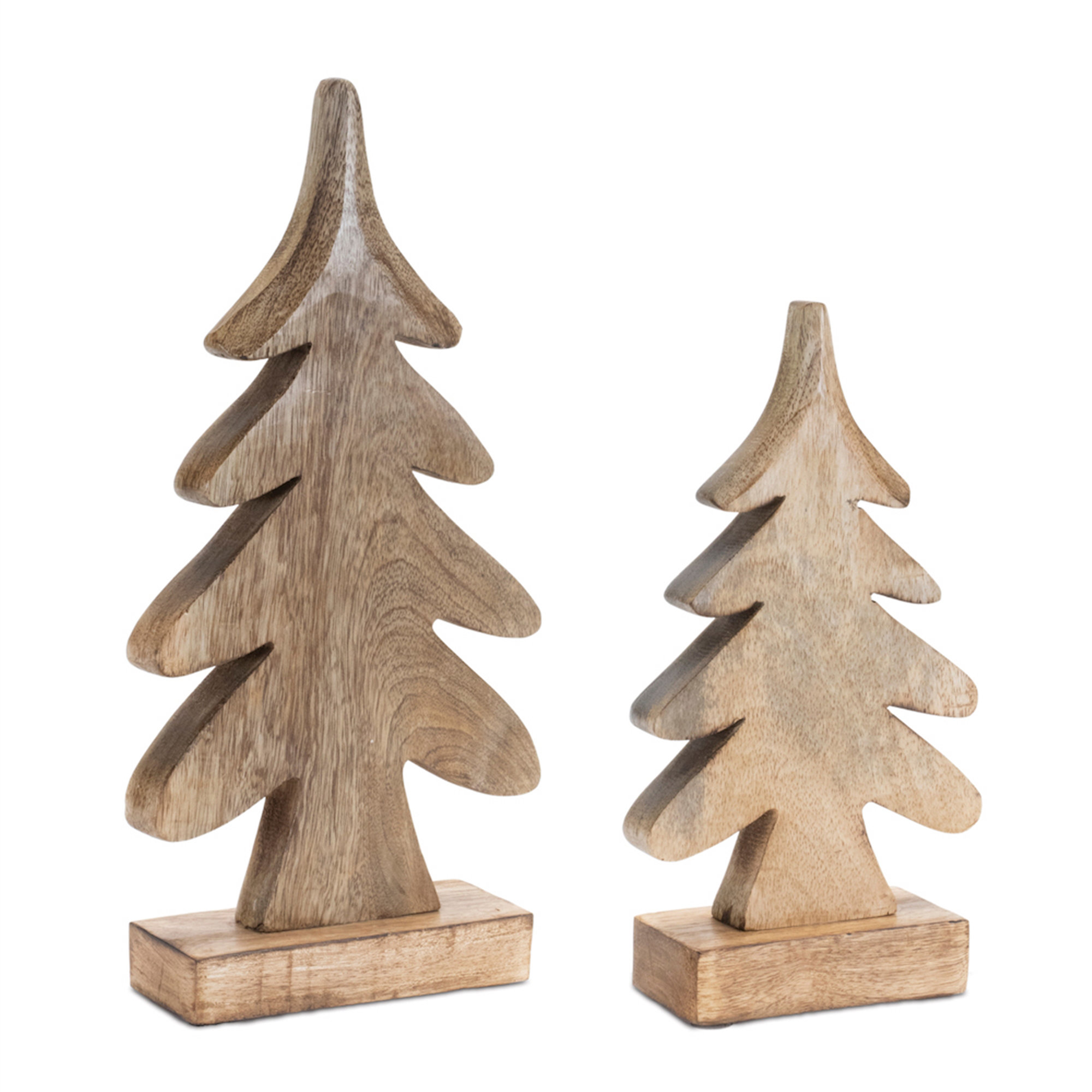 The Holiday Aisle® Natural Mango Wood Pine Tree on Base (Set of 2 ...