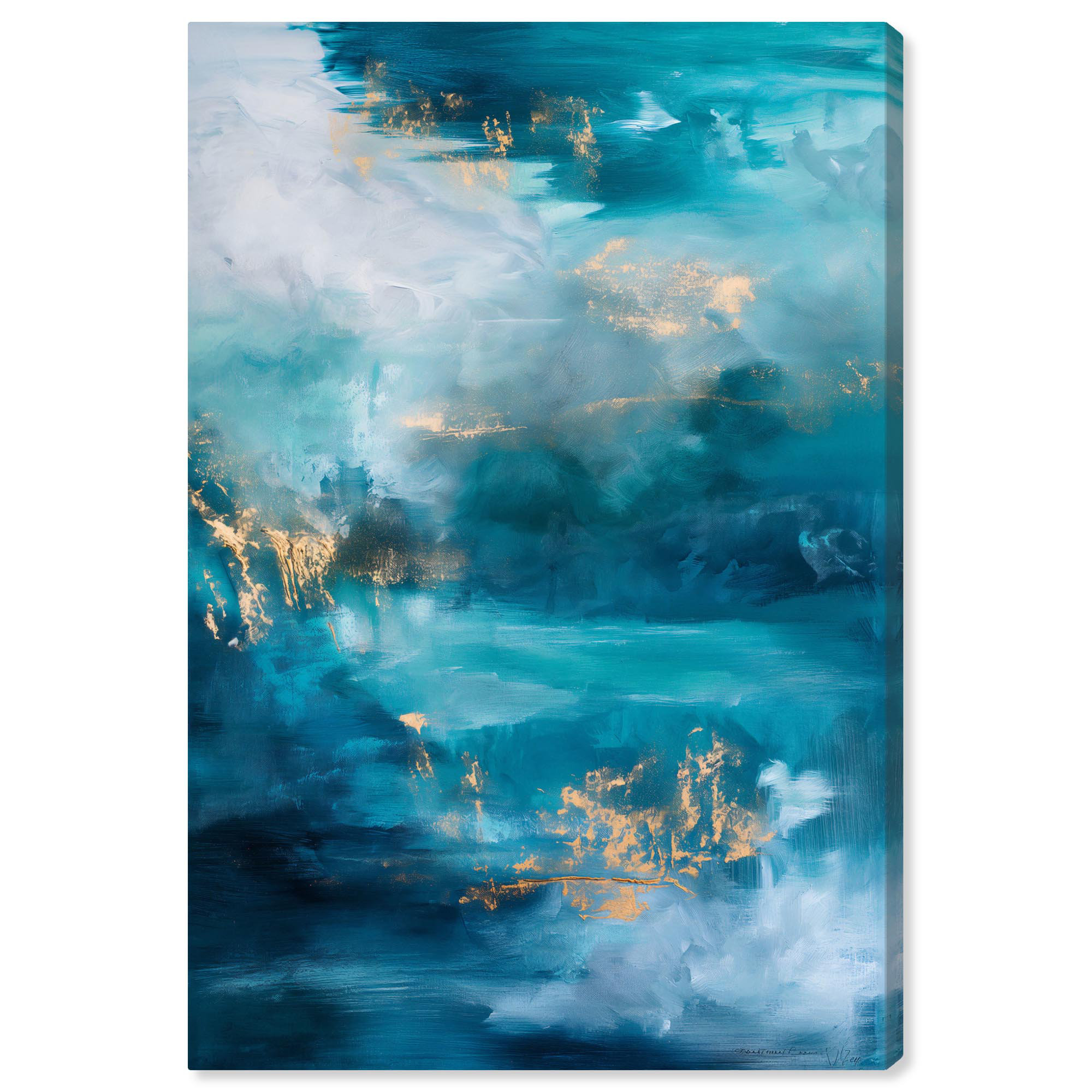 Art Remedy Golden Seafoam Canvas Geode Wall Art by Art Remedy | Wayfair