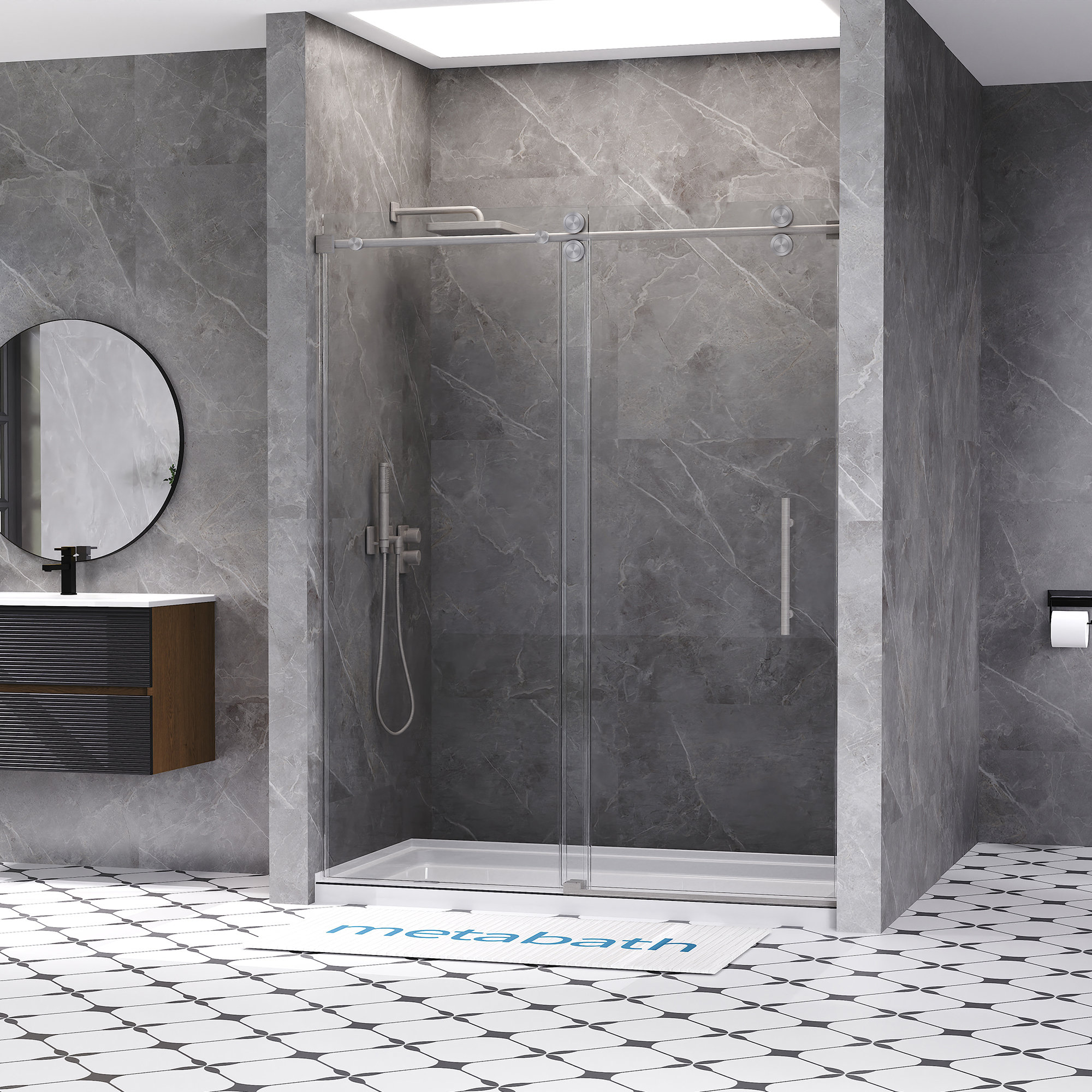 Metabath 56"-60" Inches Wide X 76 Inches High Single Sliding Frameless ...