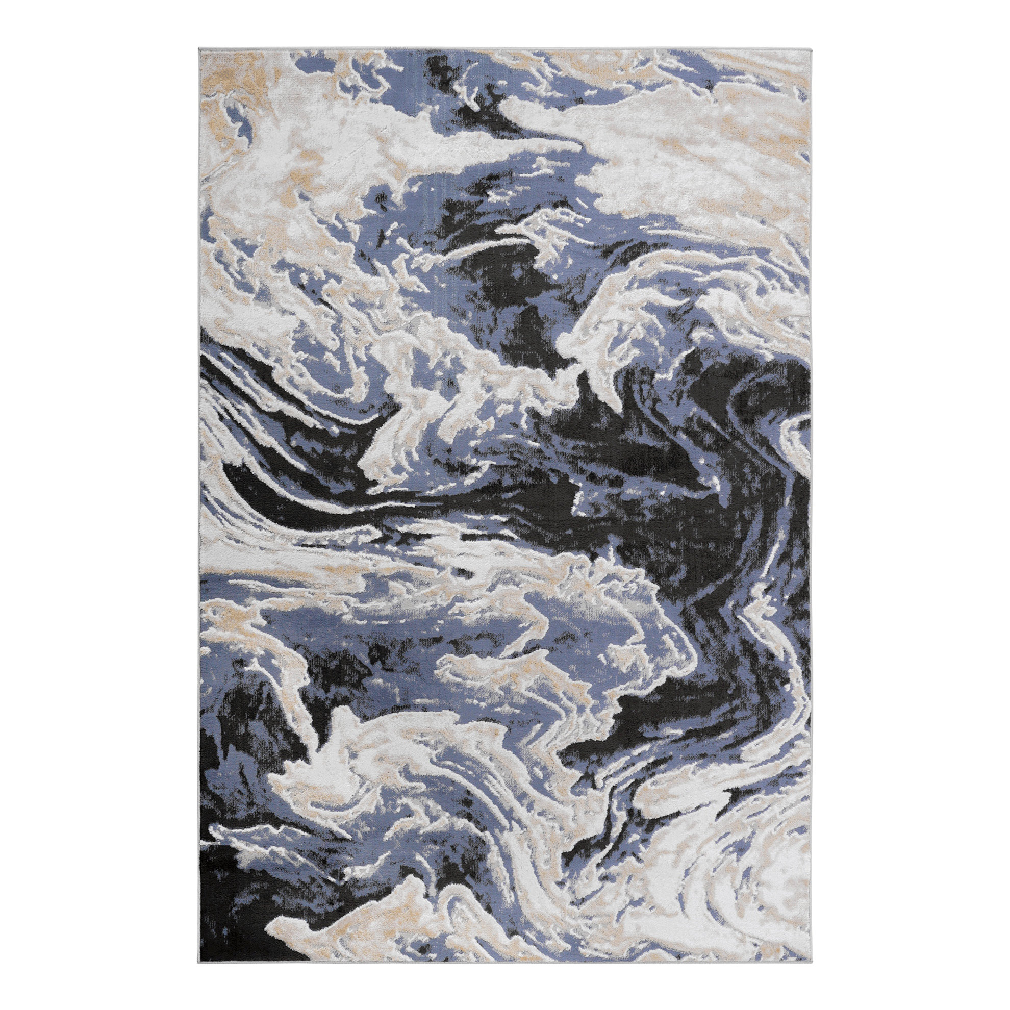 Wrought Studio™ Area Rug, Collection L.Blue /Abstract Non-Shedding ...