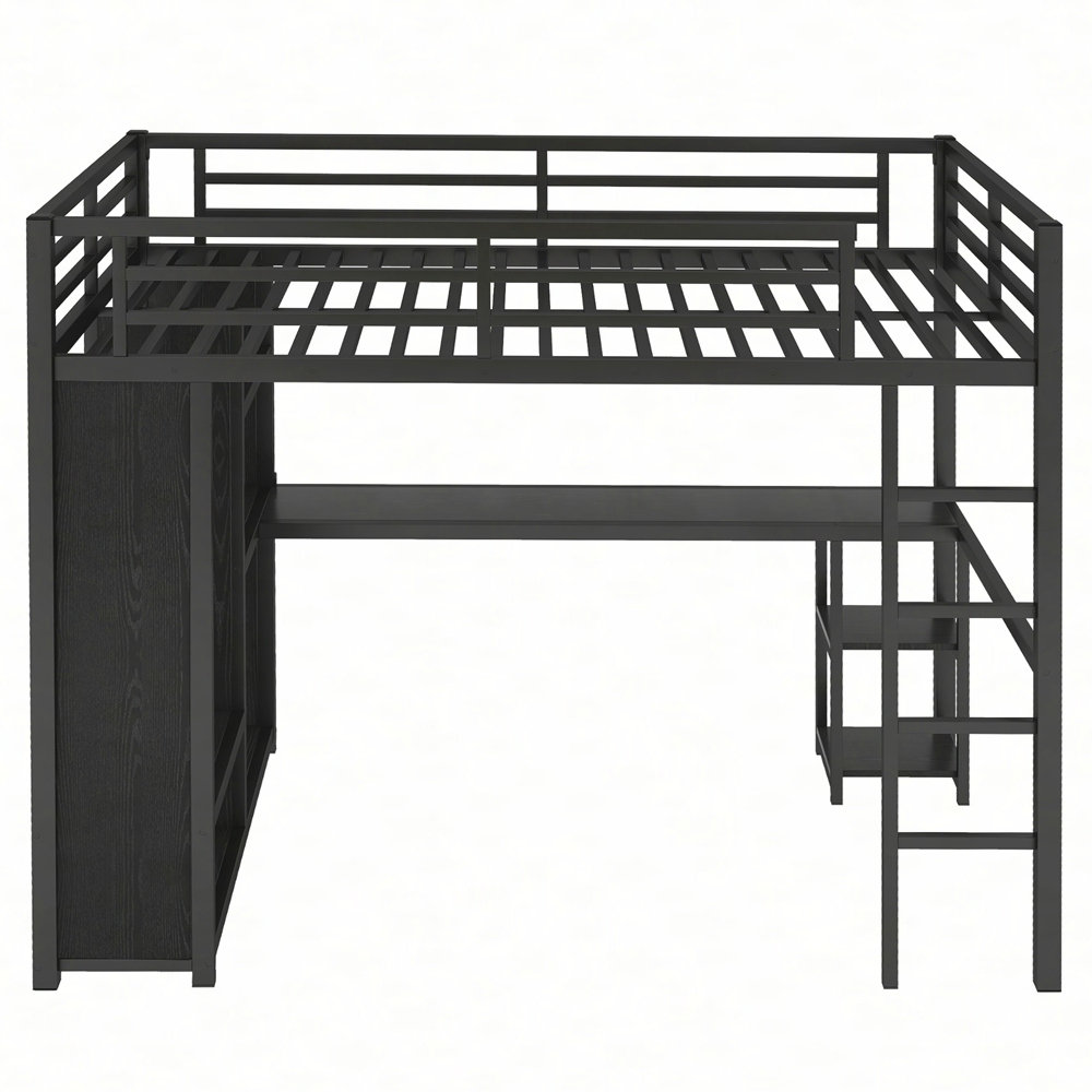 Isabelle & Max™ Full Size Loft Bed Frame with Built-in Wardrobe, Metal ...