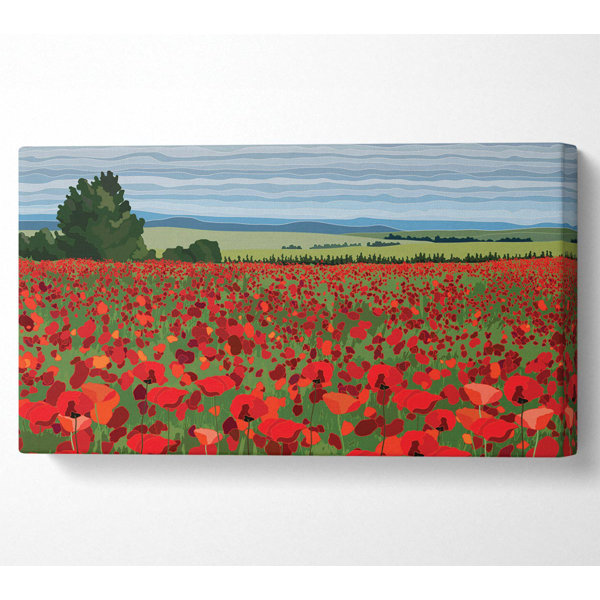 Rosalind Wheeler Red Poppy Field Flowers - Wrapped Canvas Art Prints ...