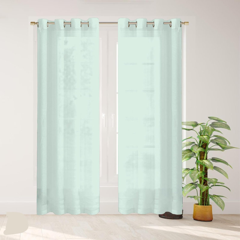 Latitude Run® Cheala Solid Sheer Curtains for Living Room and Bedroom ...