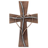 Winston Porter Metal Sticks Cross with Double Copper Heart Accent ...