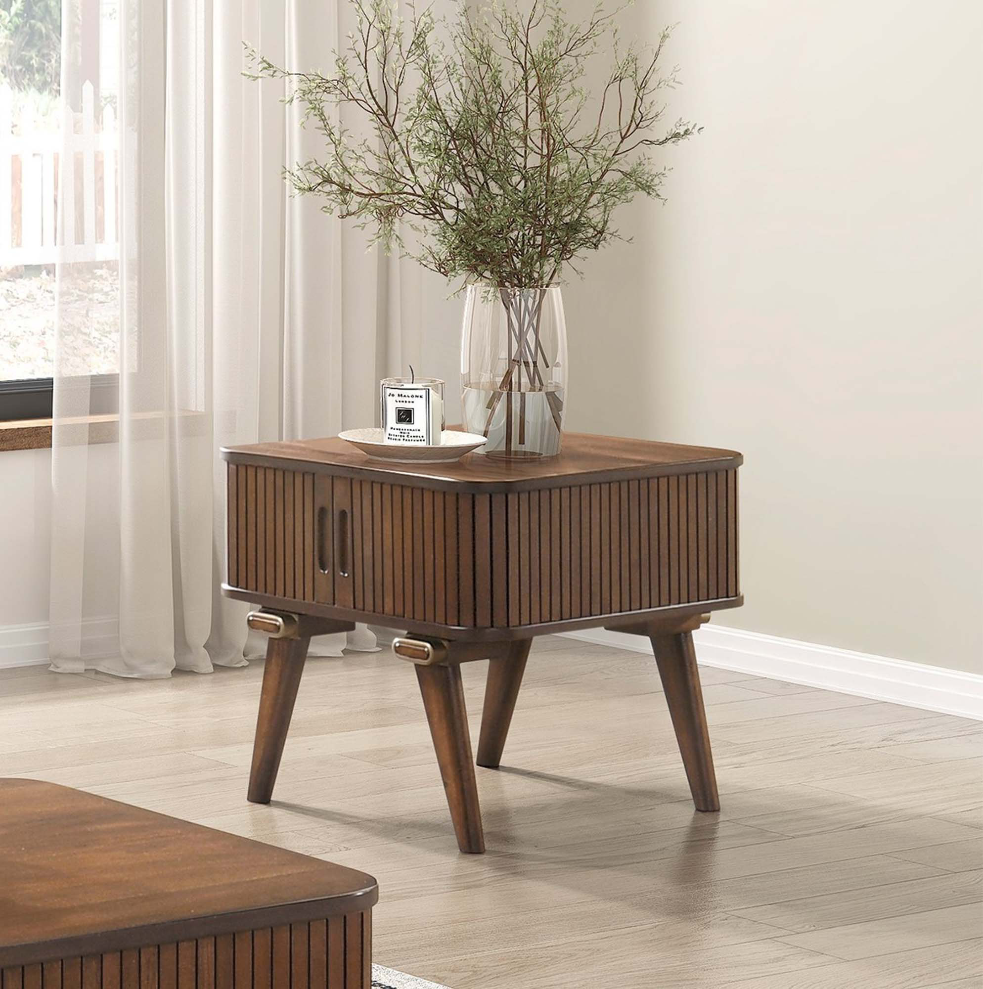 Corrigan Studio 1Pc Storage End Table Walnut Cocktail Table Finish ...