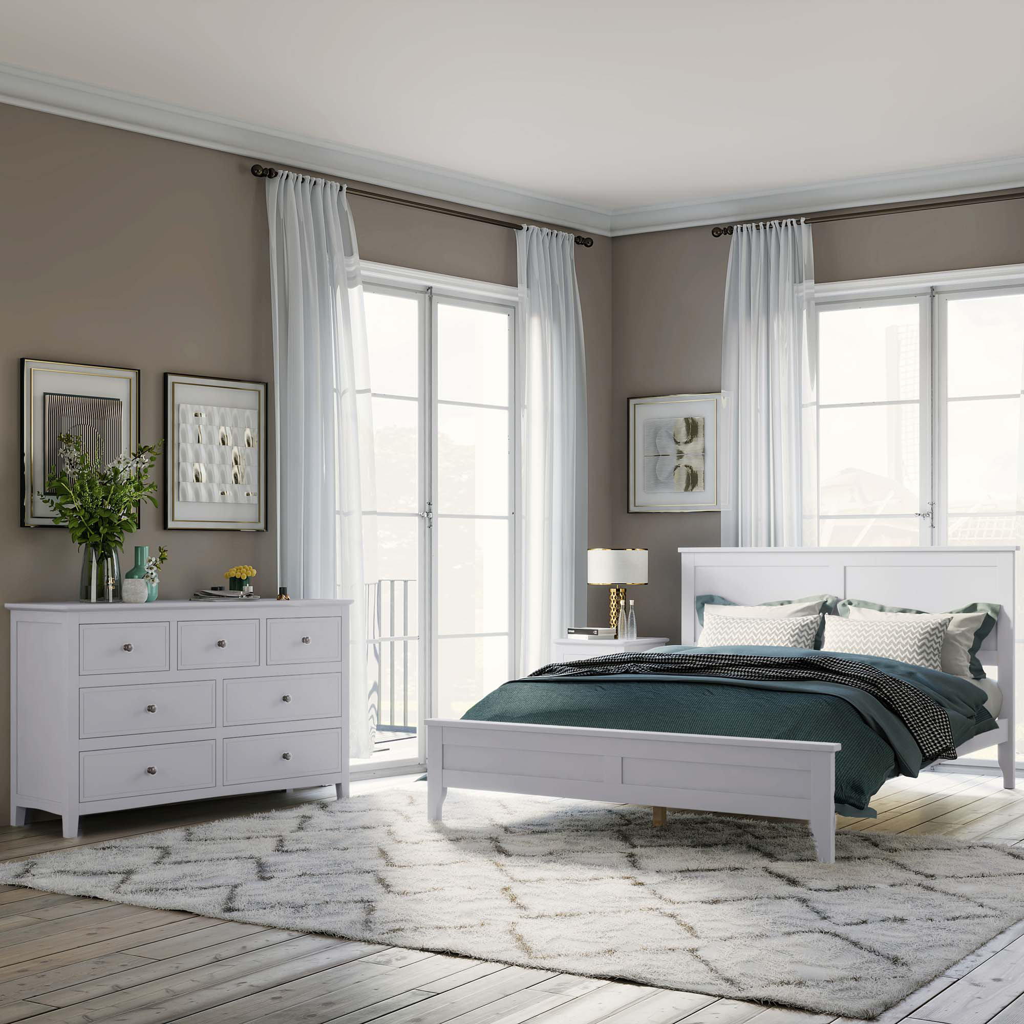 Red Barrel Studio® White Solid Wood 3 Pieces Full Bedroom Sets | Wayfair