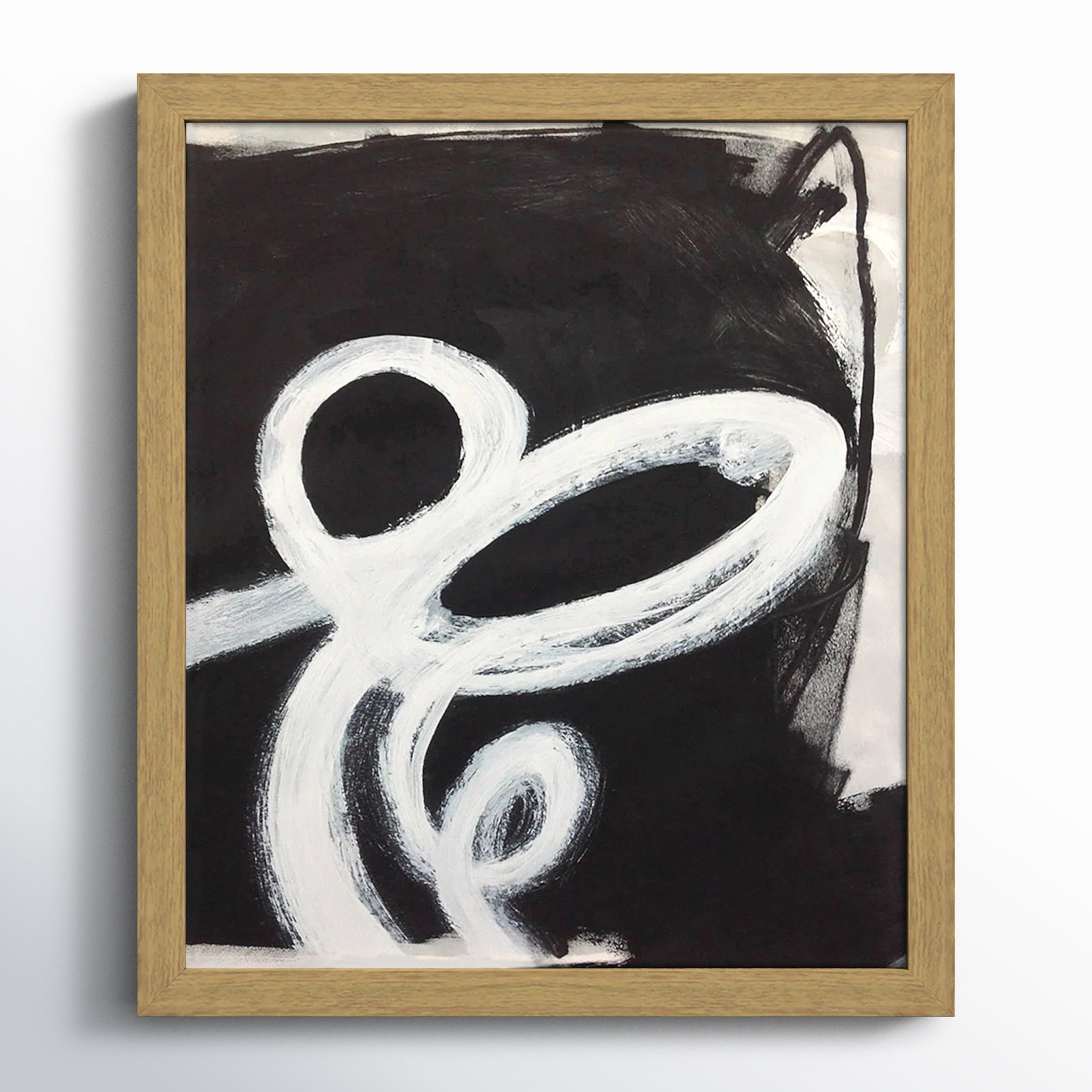 Joss & Main White Swirly Swirls 2 - Floater Frame Painting Print on ...