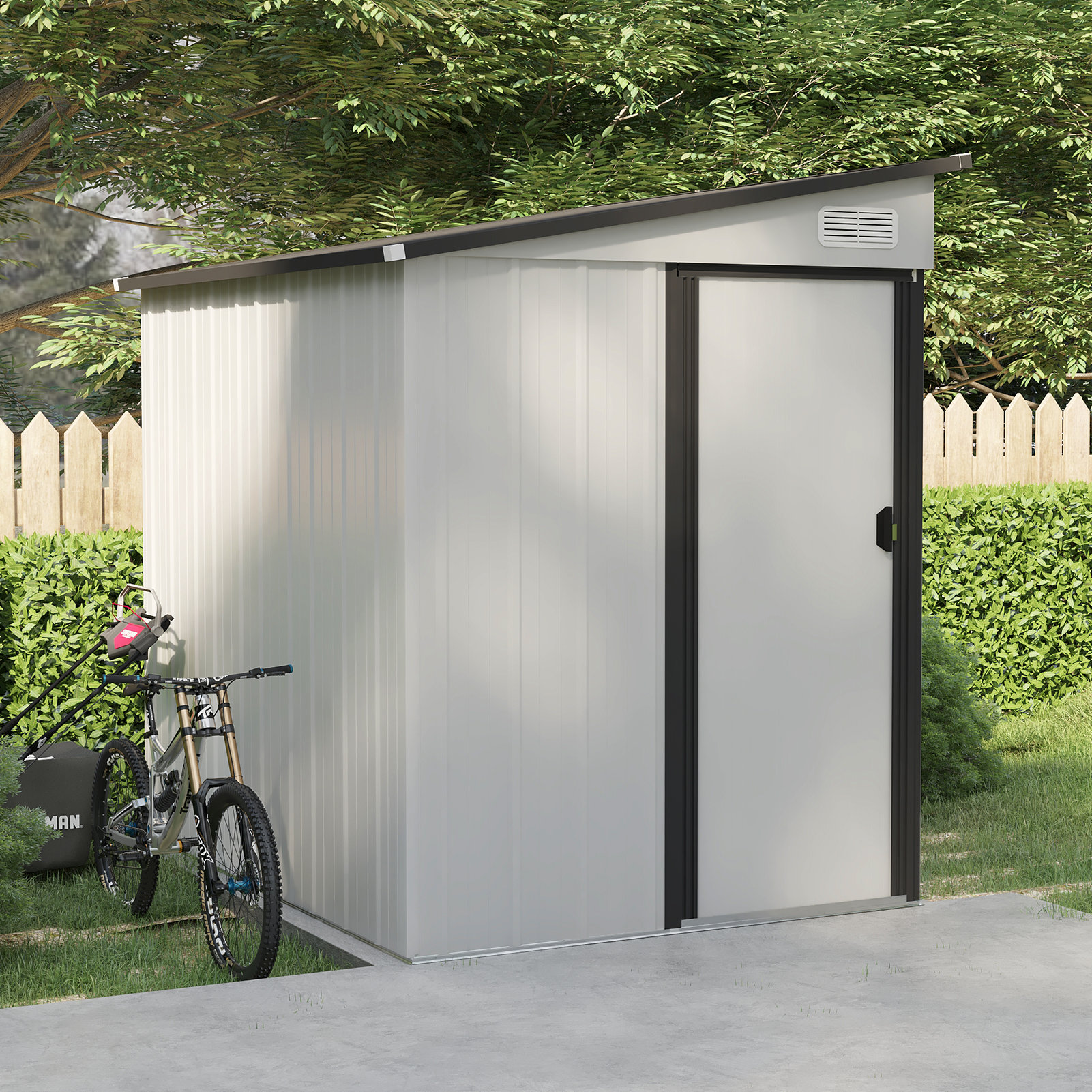 Bvldfamly 4.6 ft. W x 6.4 ft. D Galvanized Steel Lean-to Garage Shed ...