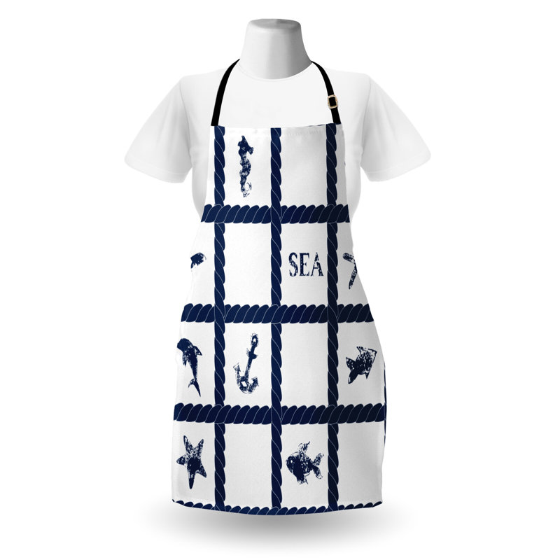 East Urban Home Ocean Apron Unisex, Starfish Anchor Sealife, Adult Size ...