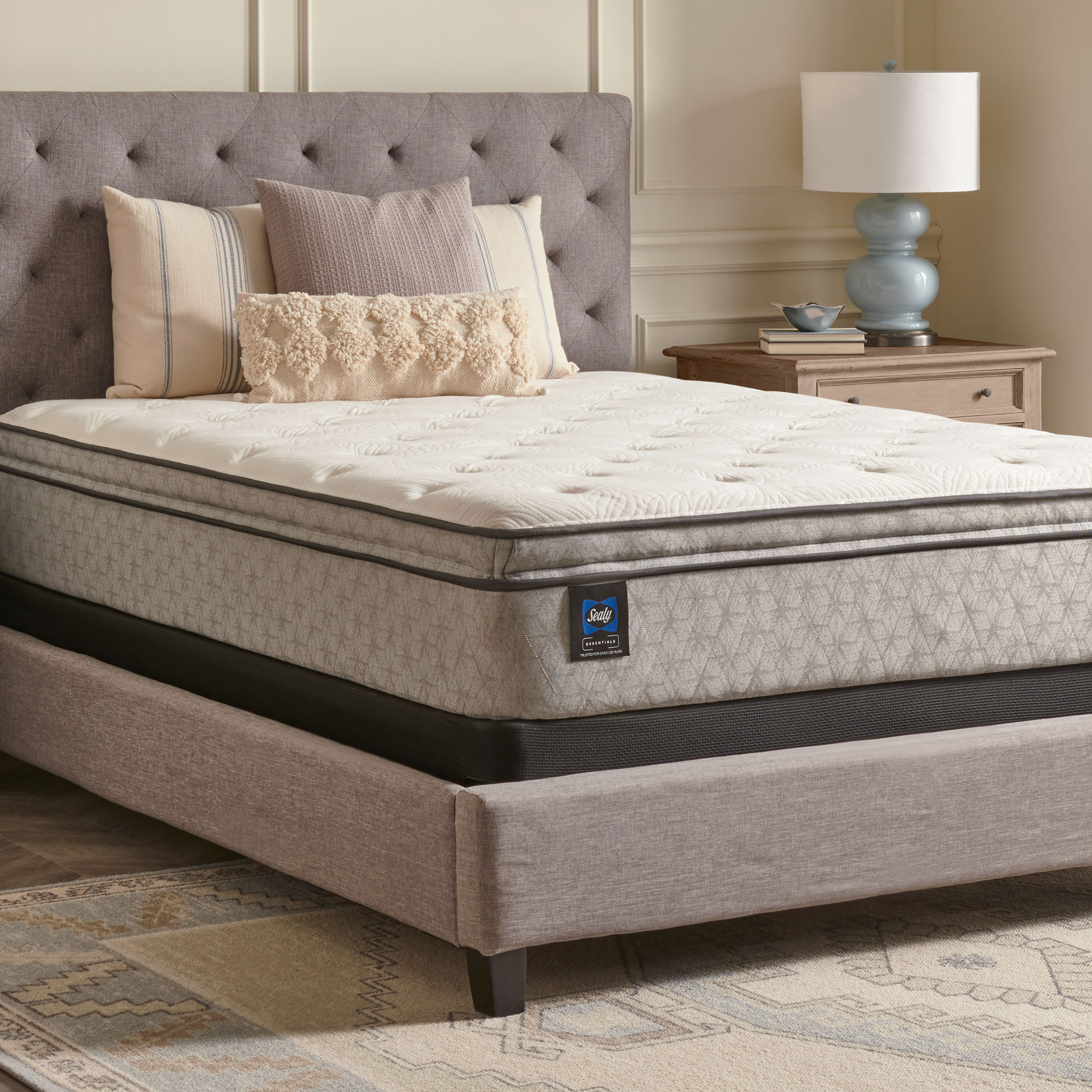 Sealy Essentials Oak Street 13" Plush Pillow Top Mattress And Box ...