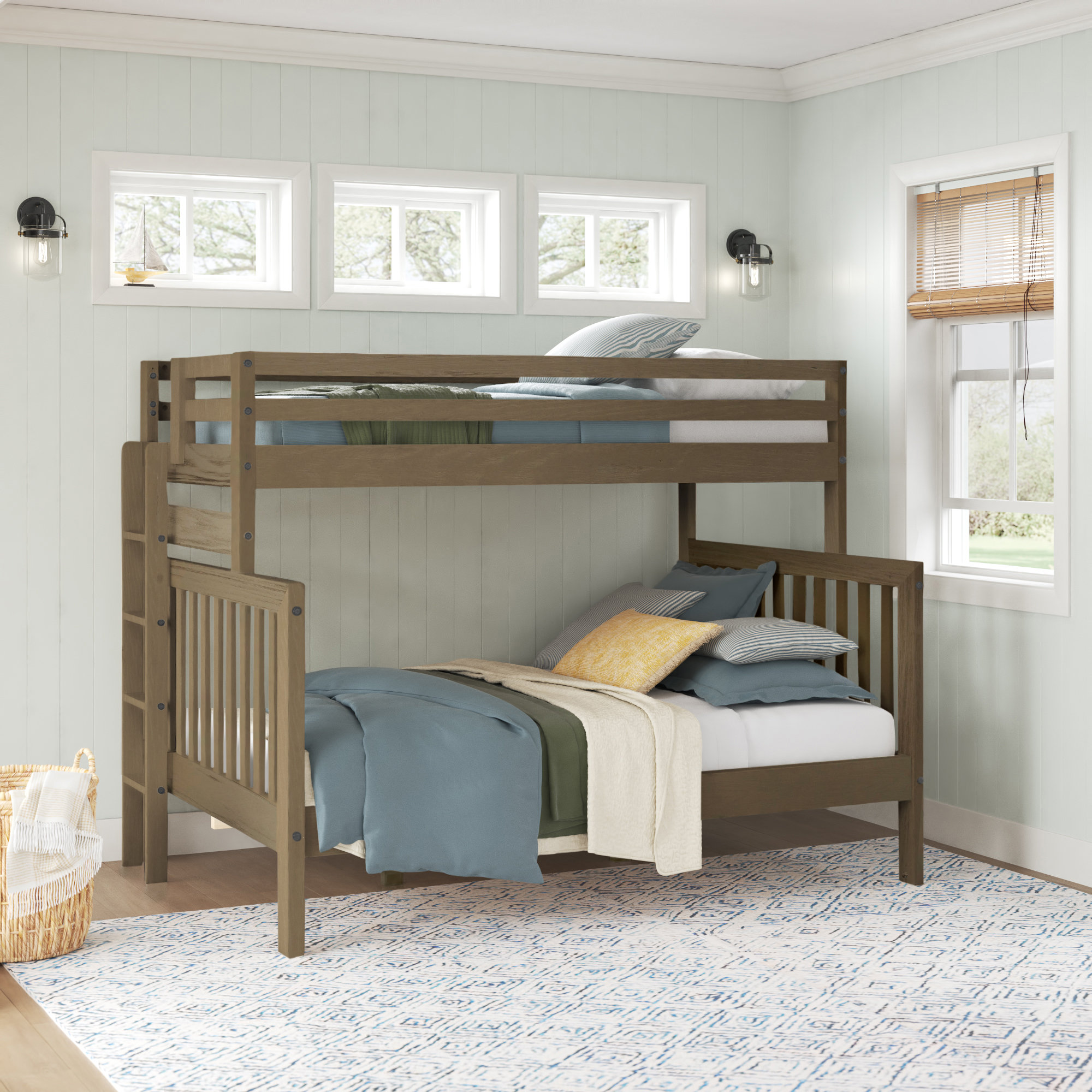 Sand & Stable™ Baby & Kids Arlo Twin Over Full Solid Wood Standard Bunk ...