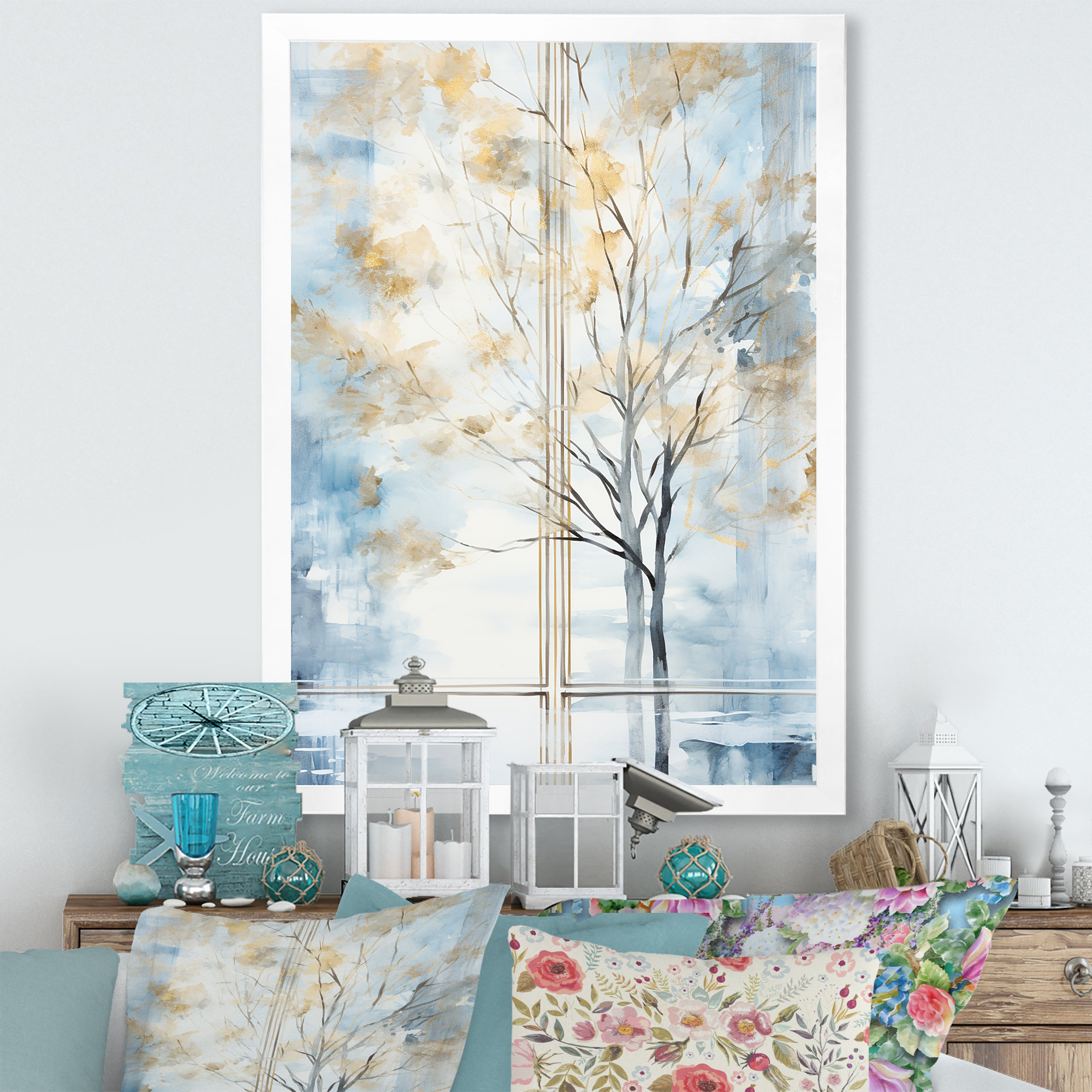 Winston Porter White Forest Window View - Farmhouse Windows Wall Art ...
