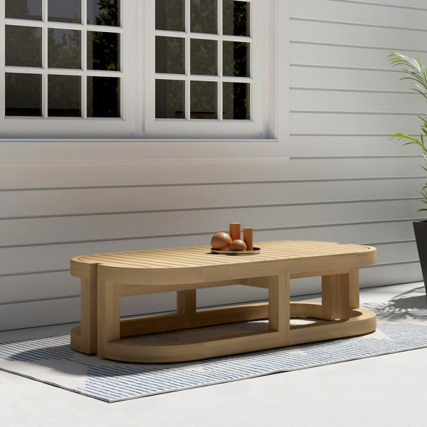 Birch Lane Emory Acacia Wood Coffee Table With Light Teak Finish ...