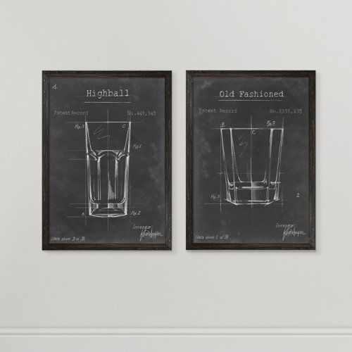 Steelside™ Barware Blueprint I Framed 2 Pieces by Antonyus Bunjamin ...