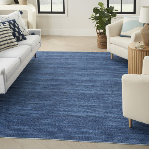 Highland Dunes Daline Abstract Machine Washable Cotton Area Rug in Blue ...