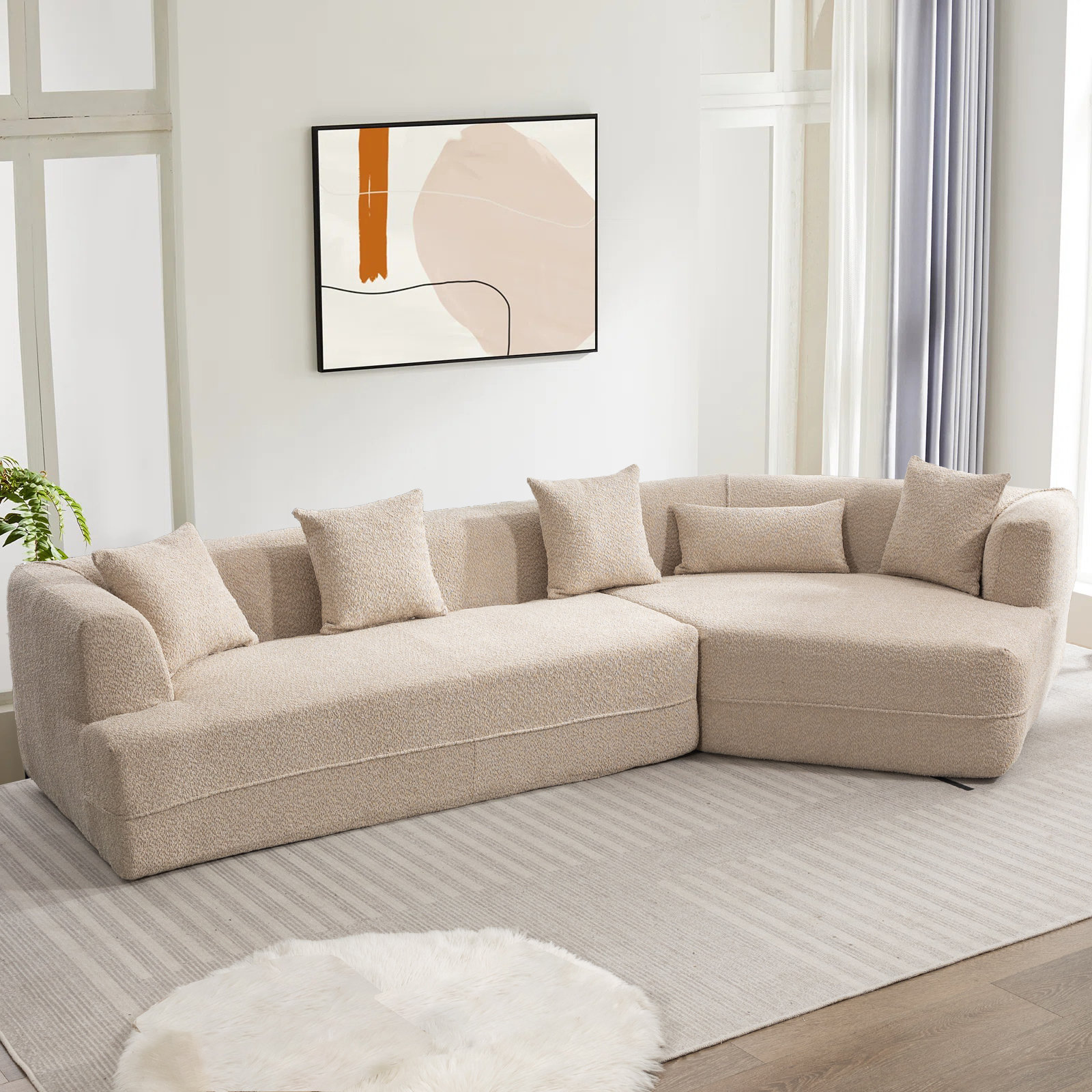 Latitude Run® Mairenn Modern Minimalist Style RAF Sofa Couch, Boucle ...