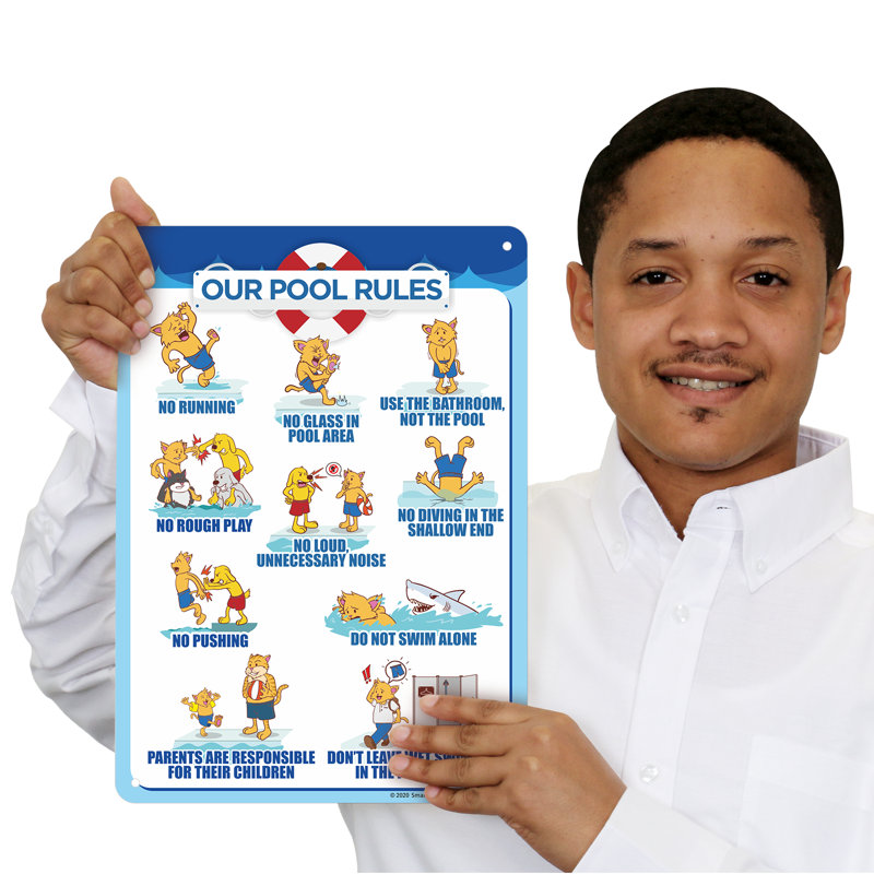 SmartSign Our Pool Rules - No Running, No Glass, No Rough Play, No ...