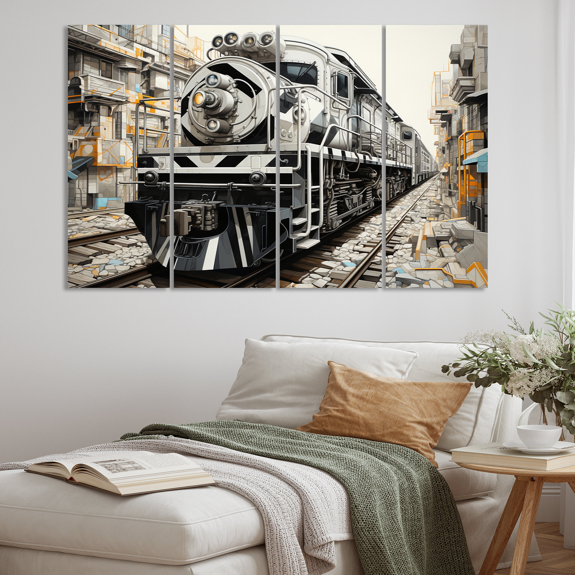 Williston Forge Grey Train Geometric Momentum Train Geometric Momentum ...