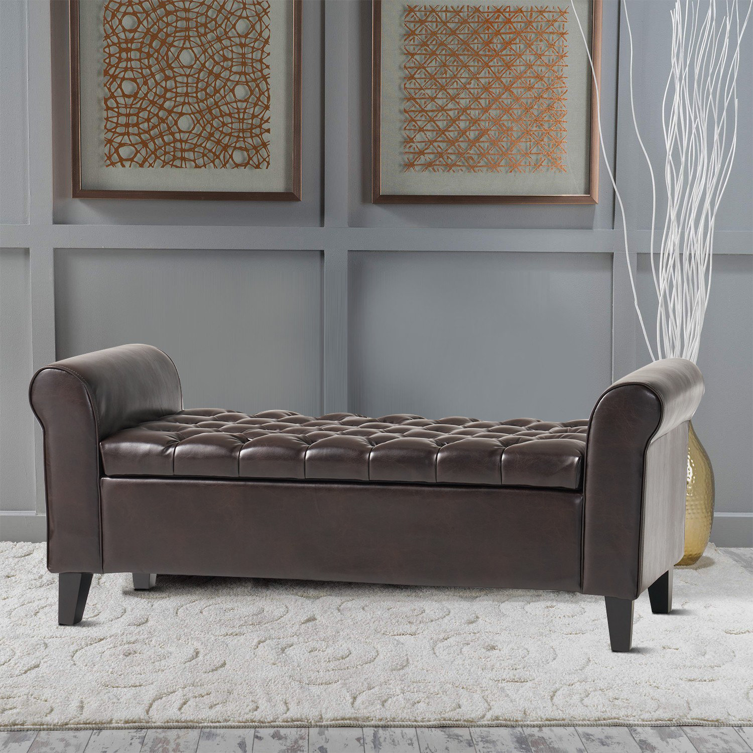 Red Barrel Studio Modern, High Quality Upholstered Bench With Concealed ...