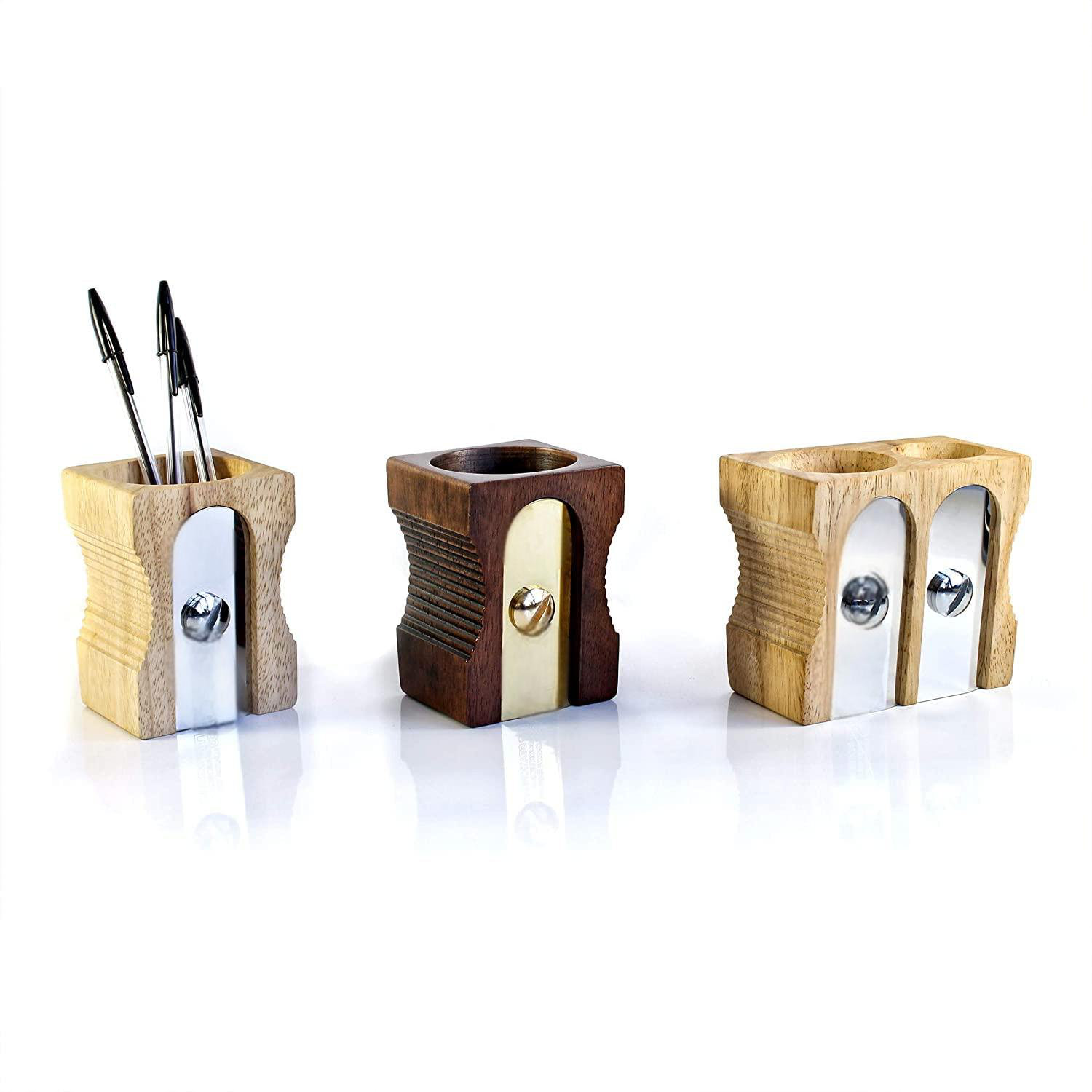 Foundry Select Pen Holder | Wooden Desk Tidy & Pencil Sharpener Shaped ...