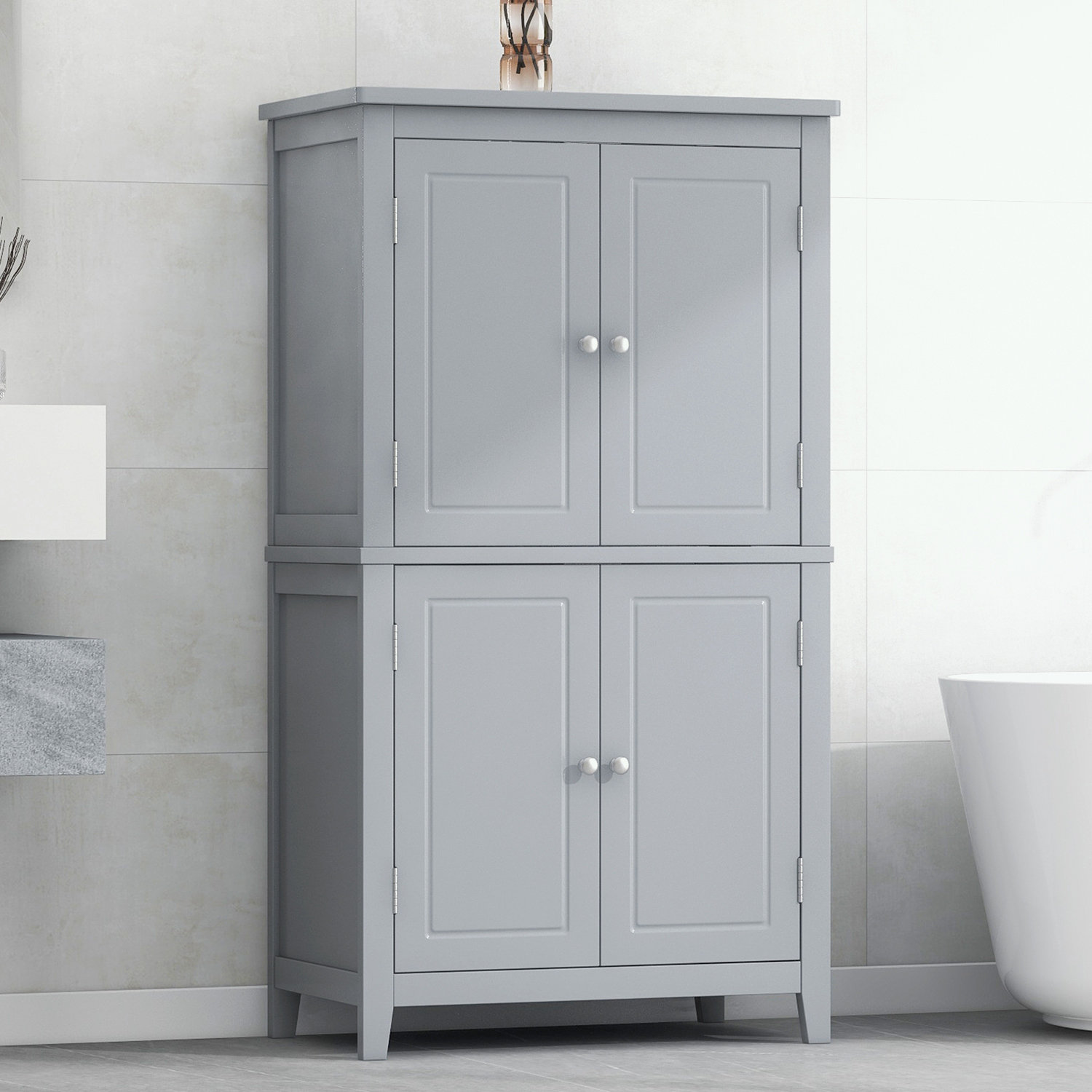 Lark Manor™ Bathroom Storage Cabinet with 4 Doors and Adjustable ...
