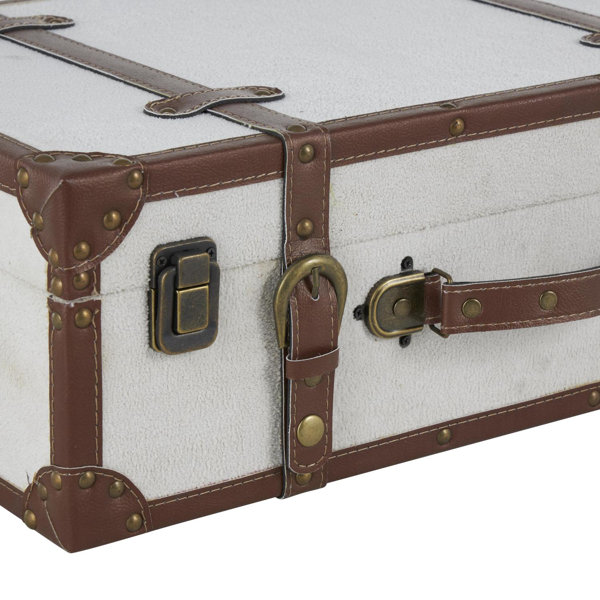 Breakwater Bay Cole And Grey Wooden Vintage Storage Trunk With Brown ...