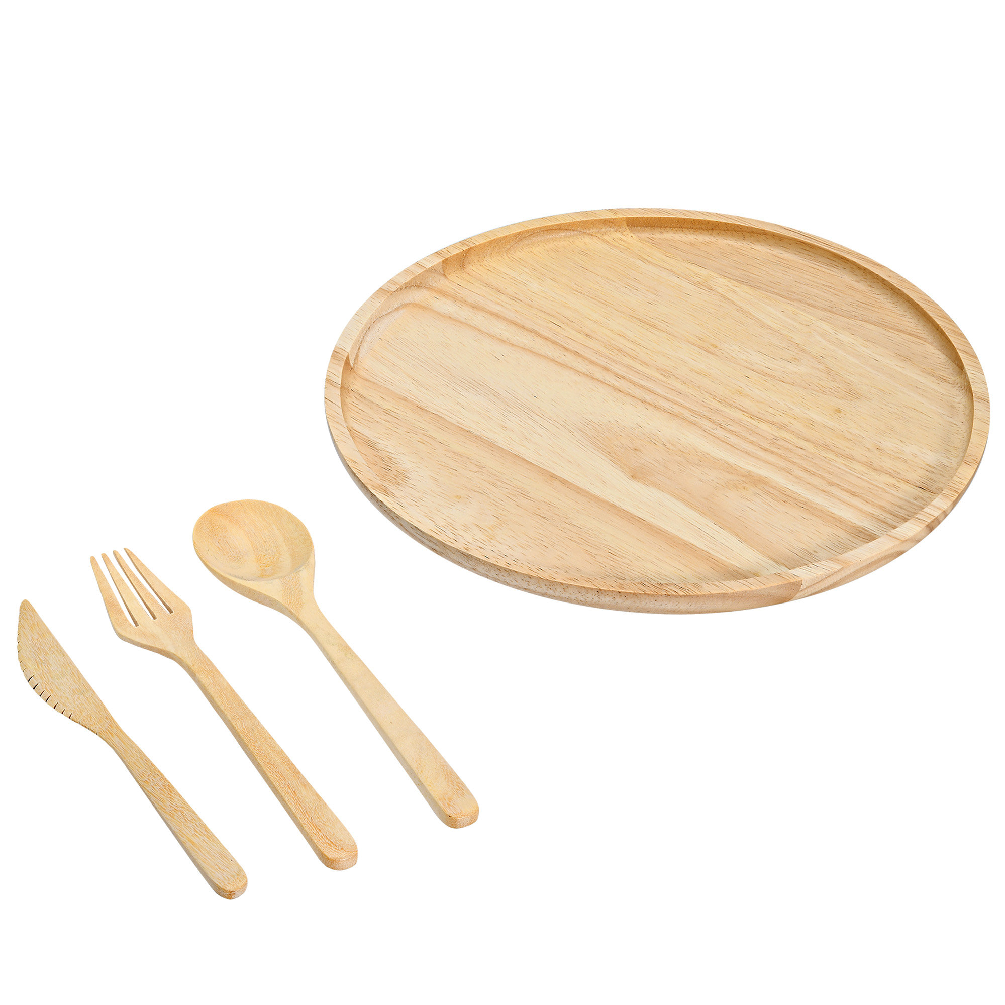 Union Rustic Unique Aesthetic Circle Shaped Plate And Cutlery Natural ...