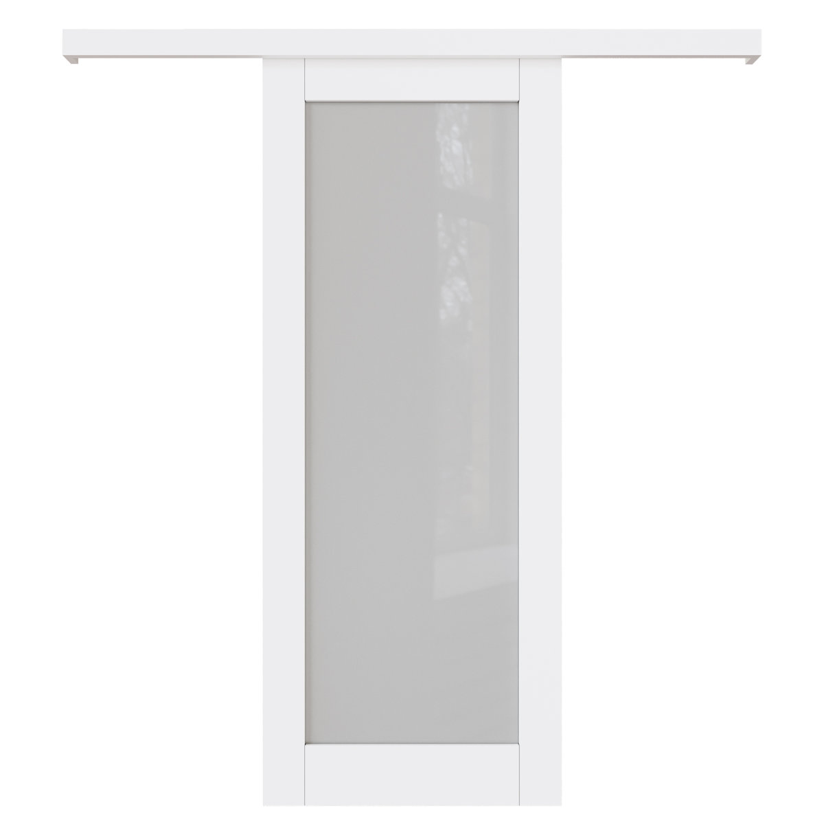 Win Stellar 80" Hidden Style Track White Primed 1-Lite Frosted Glass ...