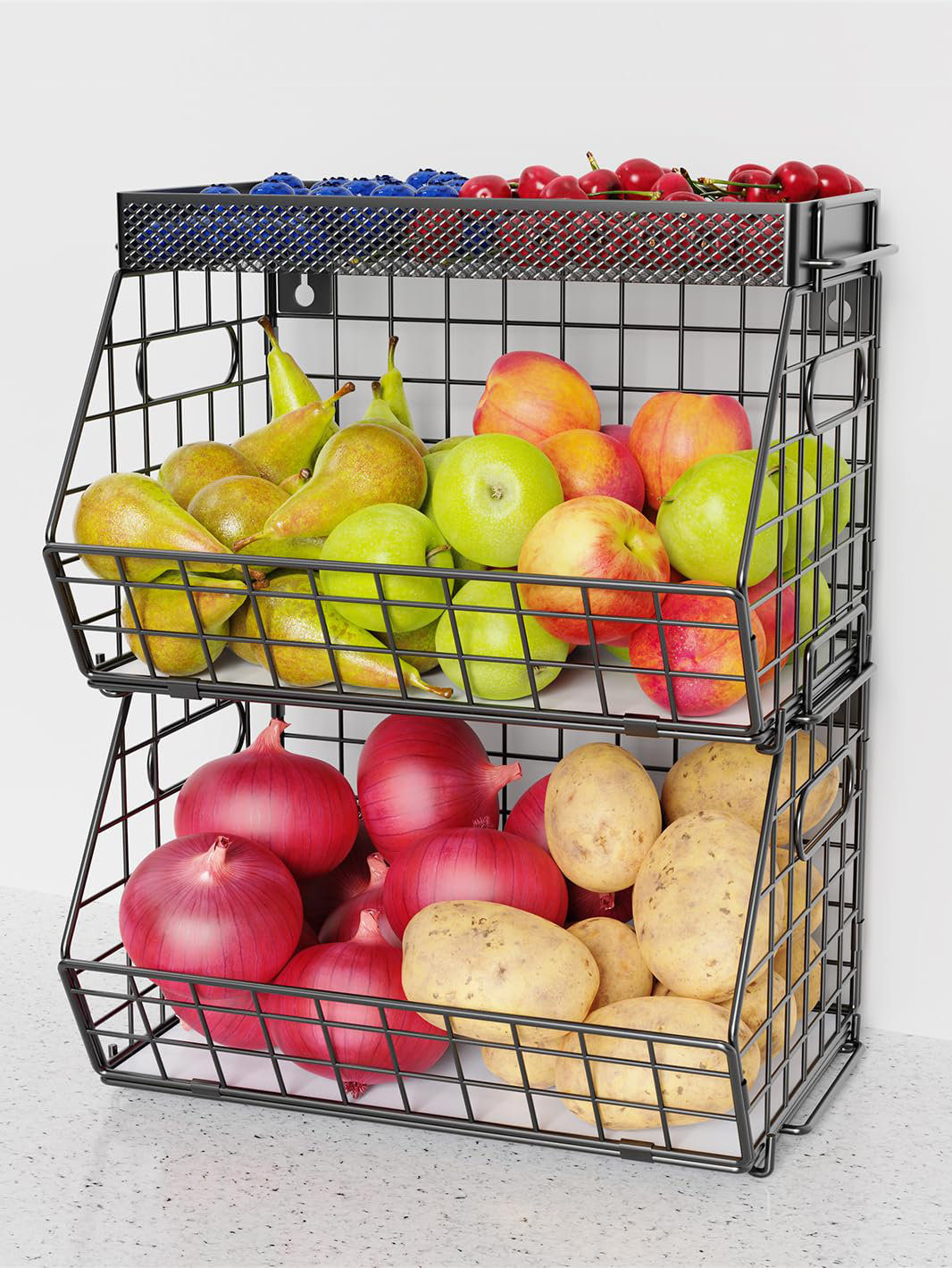 Prep & Savour Rangement à 3 niveaux pour panier de fruits empilables ...