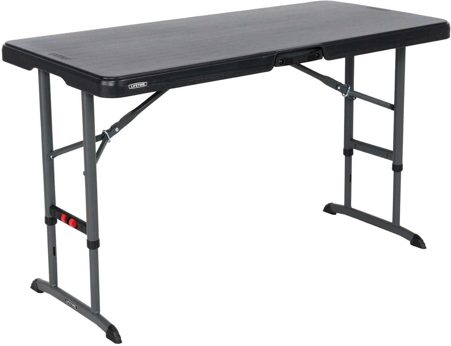 ERTCHUE RIED 4-Foot Black Commercial Adjustable Folding Table With Polyethylene Top & Powder ...
