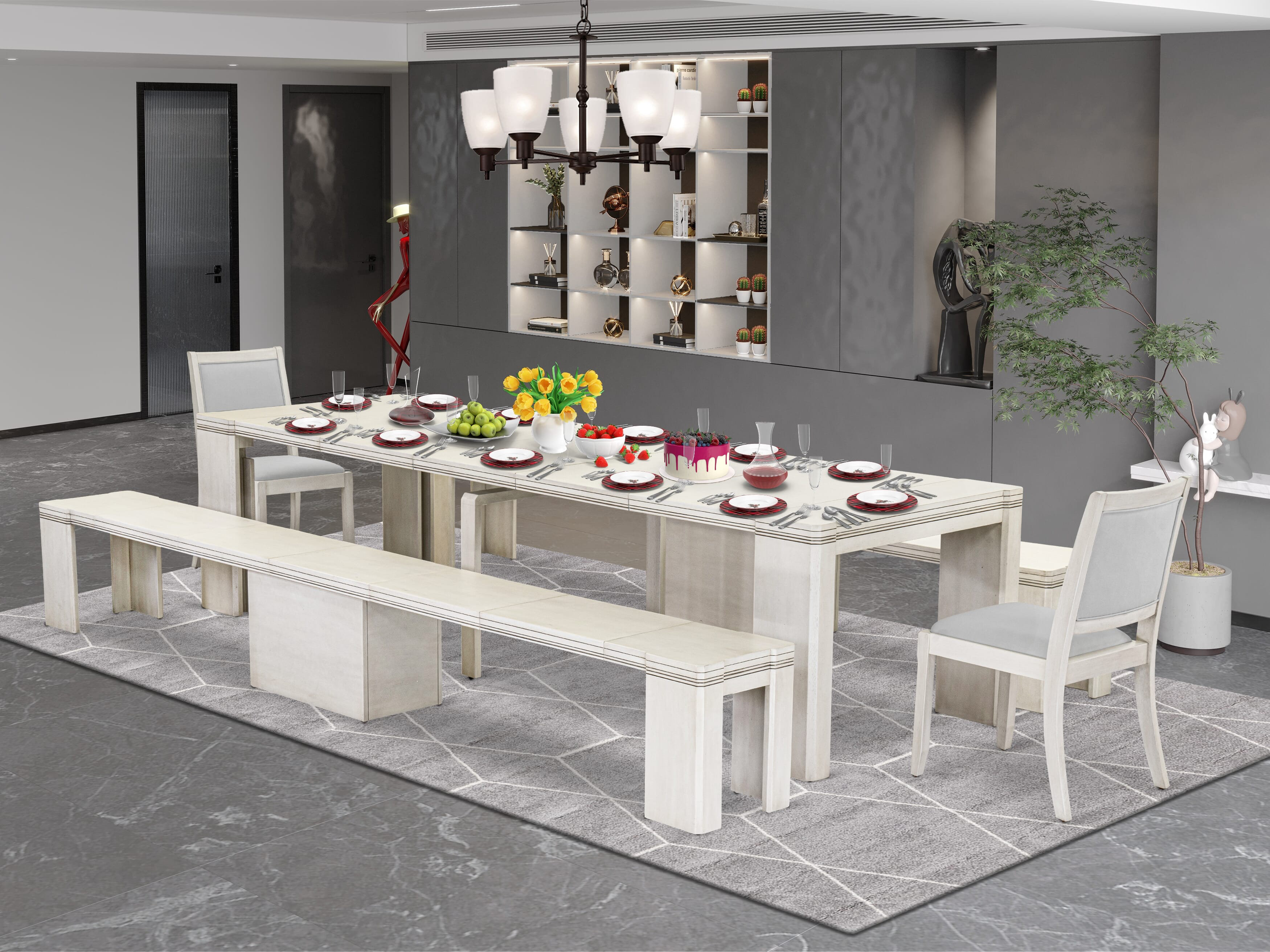 Red Barrel Studio® 5 Pieces Extendable Dining Set Includes a Xtenczar ...