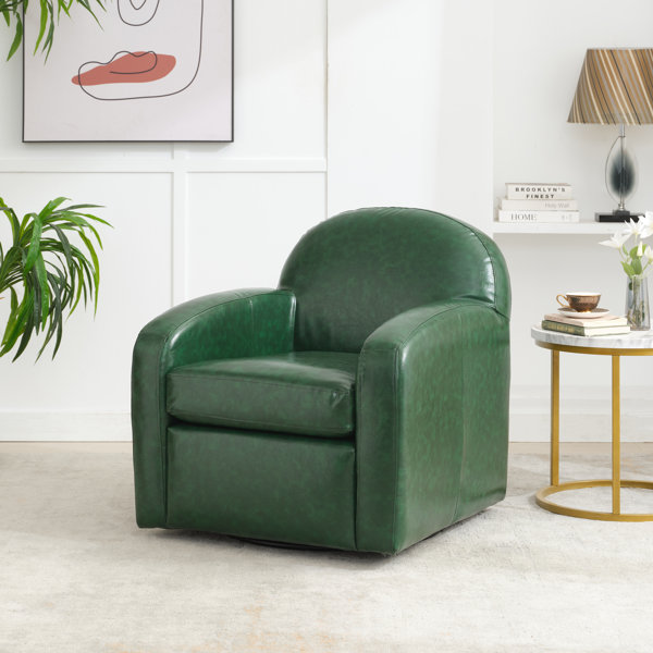 Red Barrel Studio® Oaklynd Faux Leather Upholstered Swivel Barrel ...