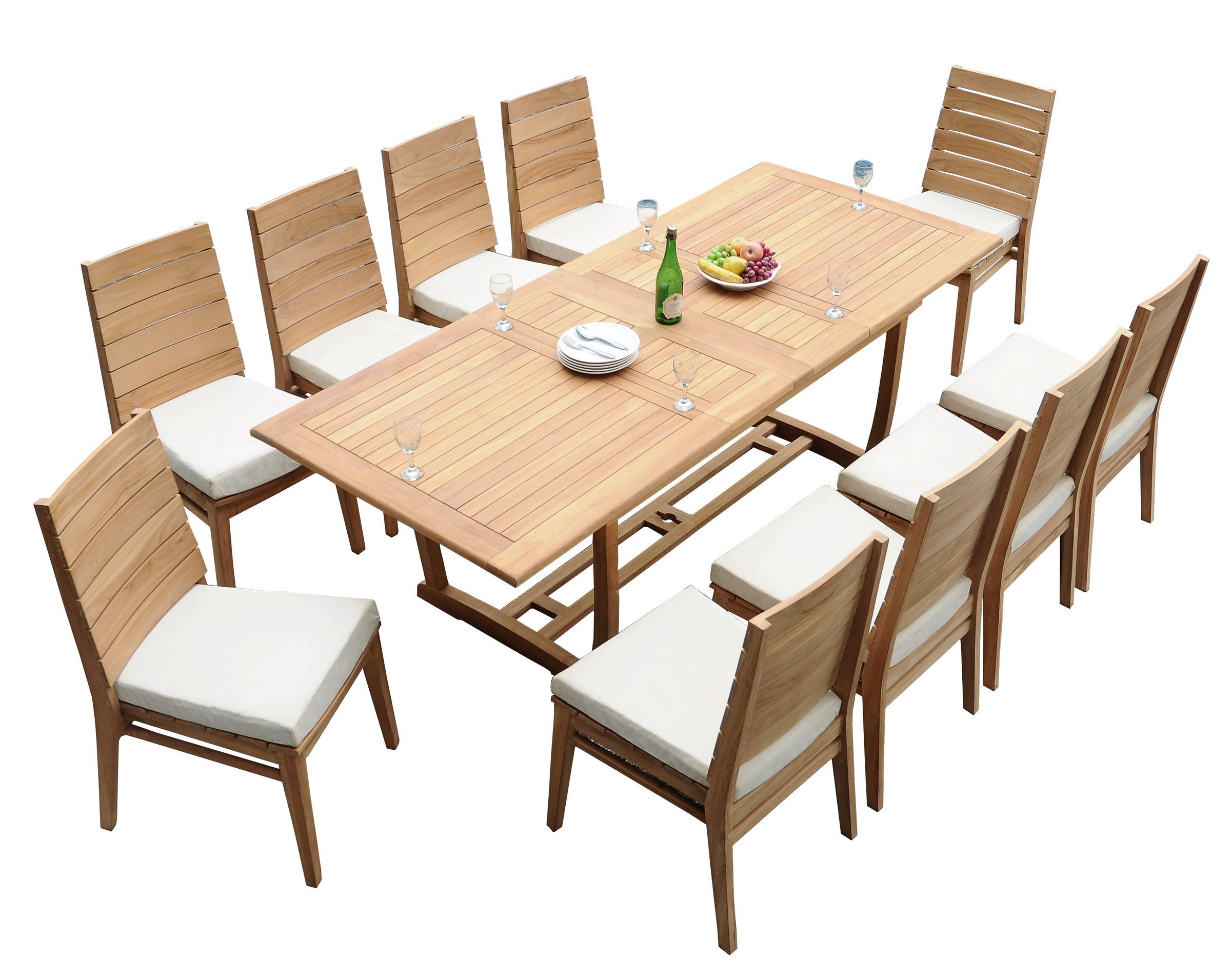 Teak Smith 10 Seats 11 Pcs Grade-A Teak Wood Dining Set: 94" Double ...
