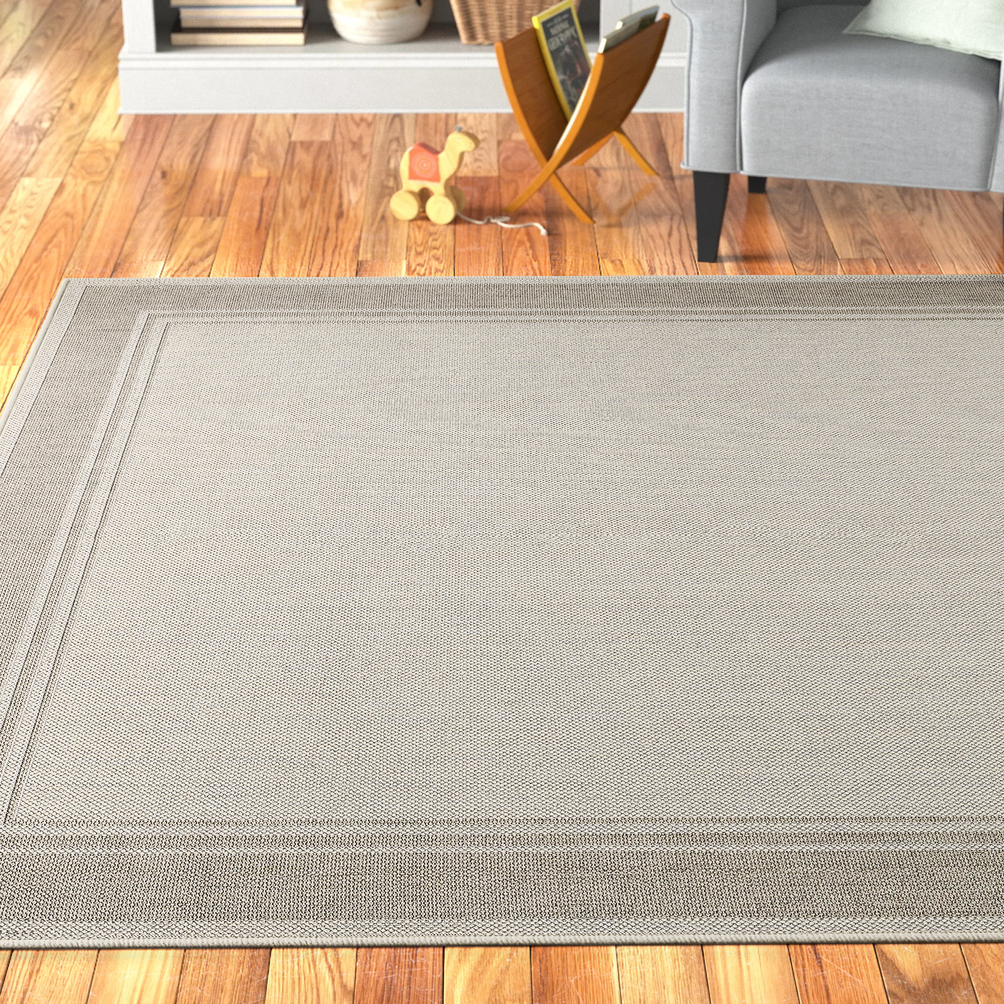 Andover Mills Anne Geometric Indoor / Outdoor Area Rug in Ivory/ Grey ...