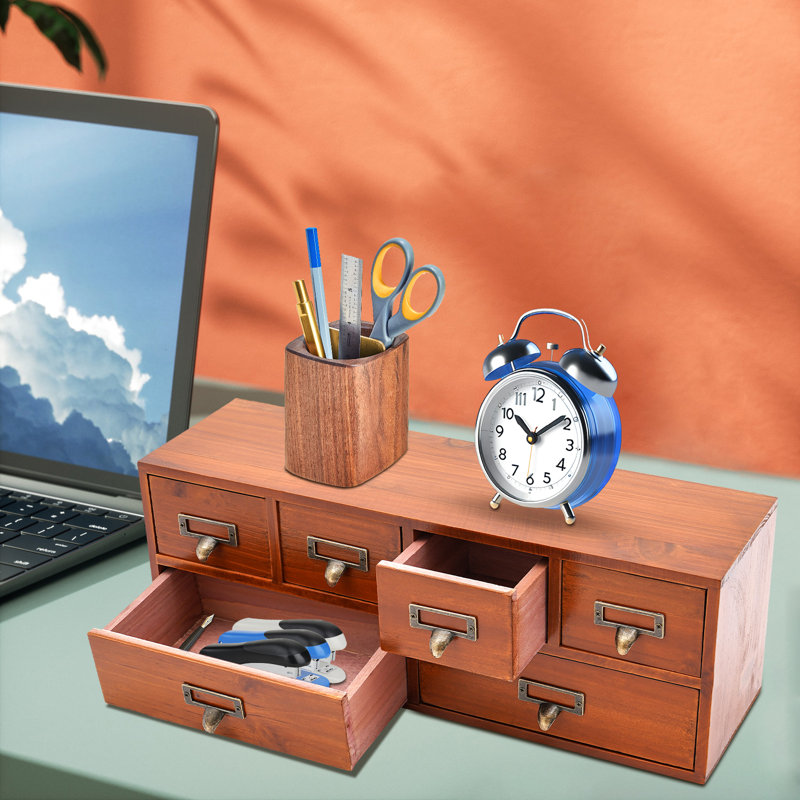 Breakwater Bay Abbigael 6-Drawer Wood Stackable Desk Organizer ...