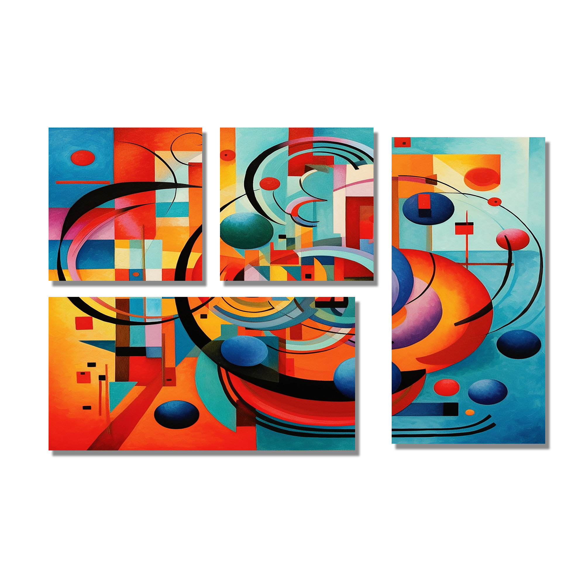 Ivy Bronx Orange Blue Geometry Unleashed IV - Blue Modern Art Prints On ...