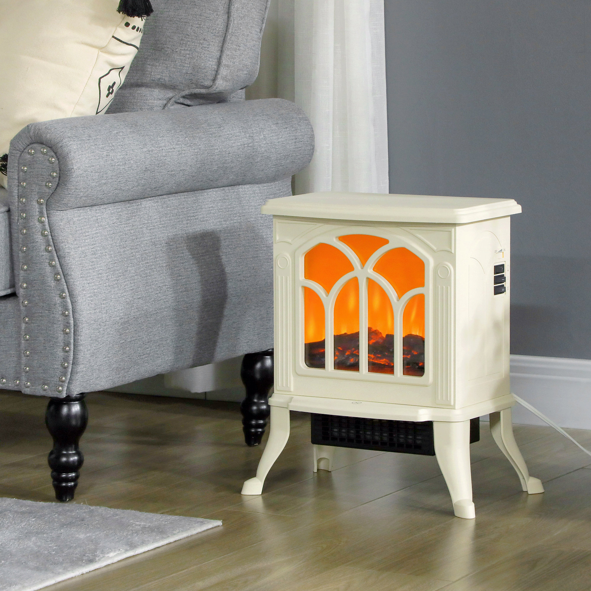 Charlton Home 17" Electric Fireplace Stove, Freestanding, Fire Place ...