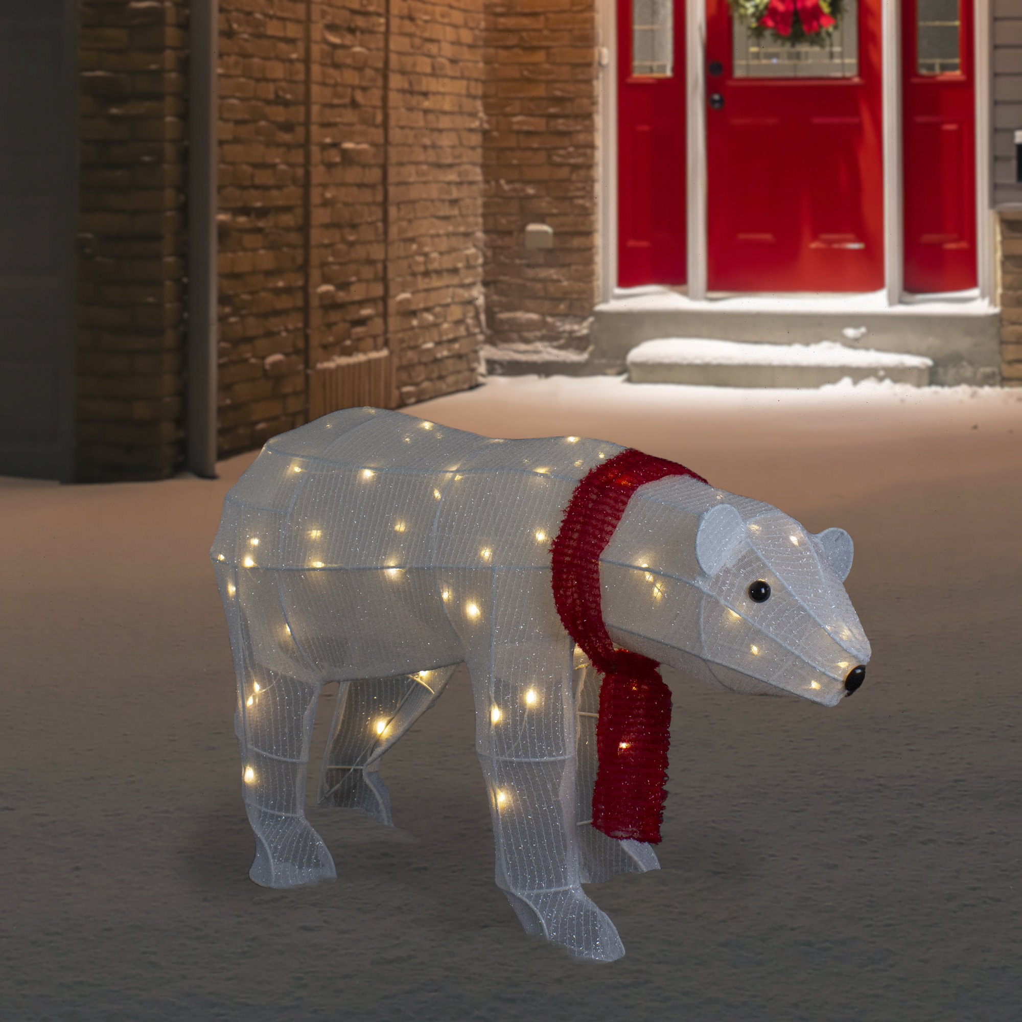 Northlight Seasonal 32" LED Lighted Tinsel Polar Bear Outdoor Christmas ...