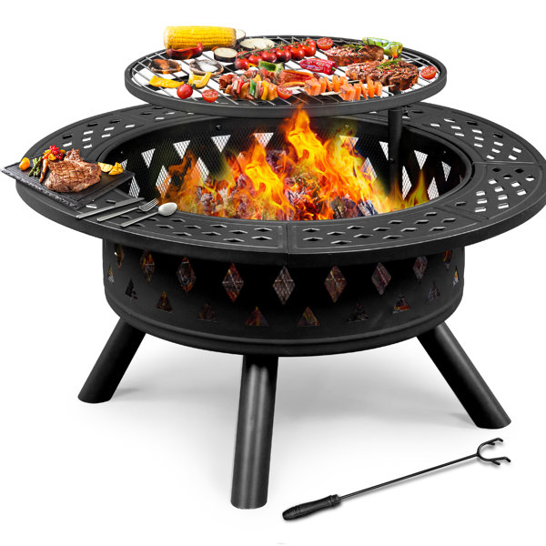 Winston Porter Laurenzo 25'' H x 38'' W Steel Wood Burning Outdoor Fire ...