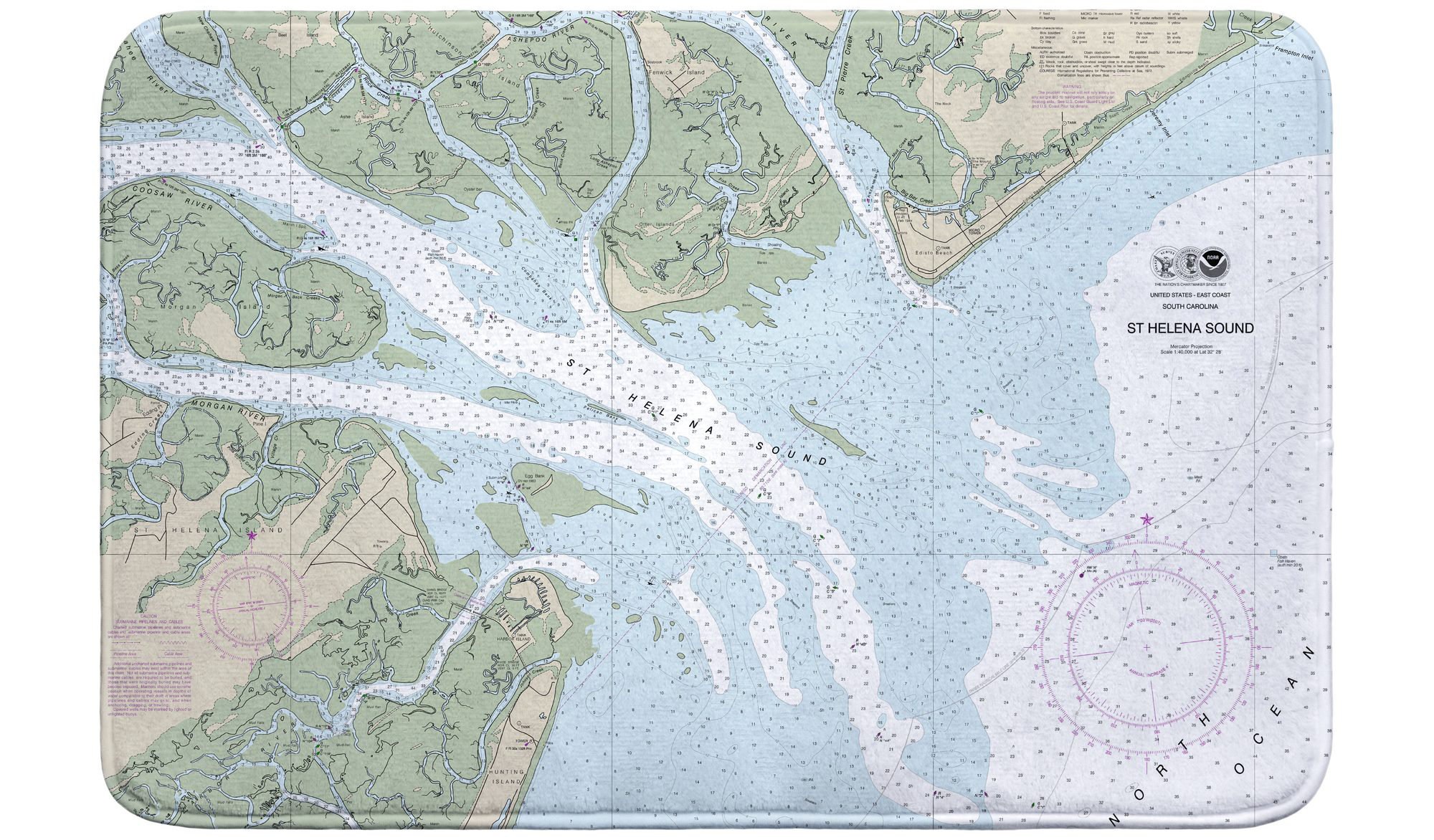 Breakwater Bay Fripp Island, SC Nautical Map Bath Mat | Wayfair