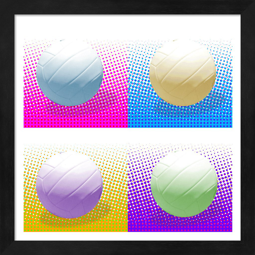 Latitude Run® Volleyball Pop Squares By Sports Mania, Framed Wall Art ...