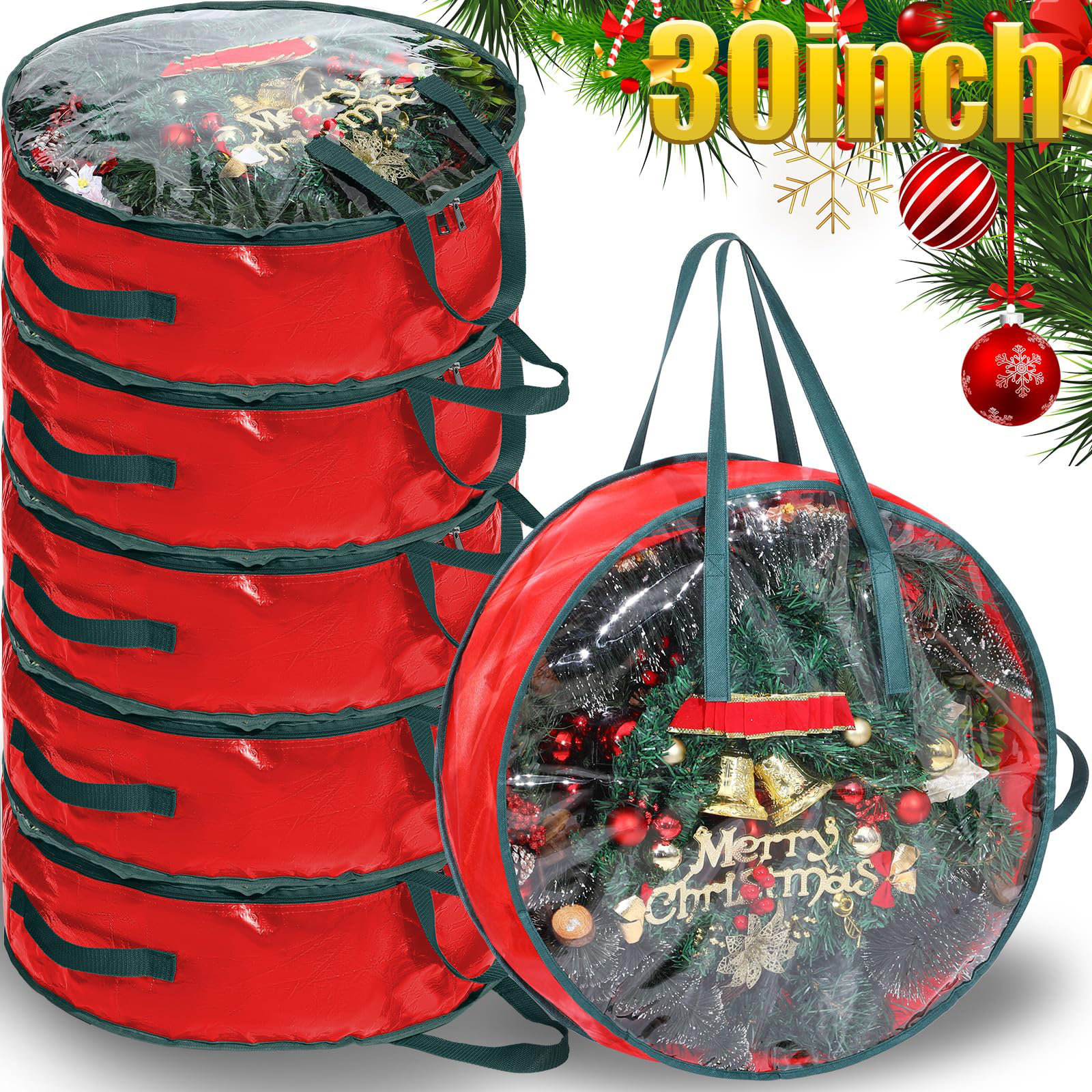 The Holiday Aisle® Christmas Wreath Storage Bag Plastic Storage ...