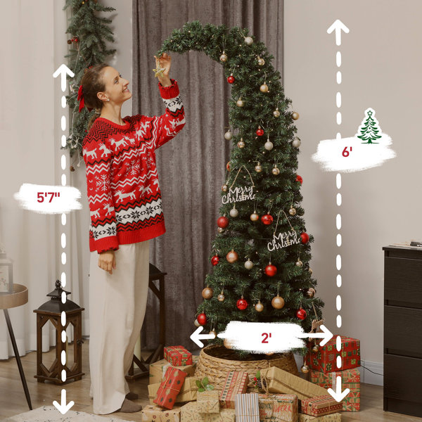 George Oliver Arbre de Noël courbé 5 pi avec sapin de Noël fantaisiste ...