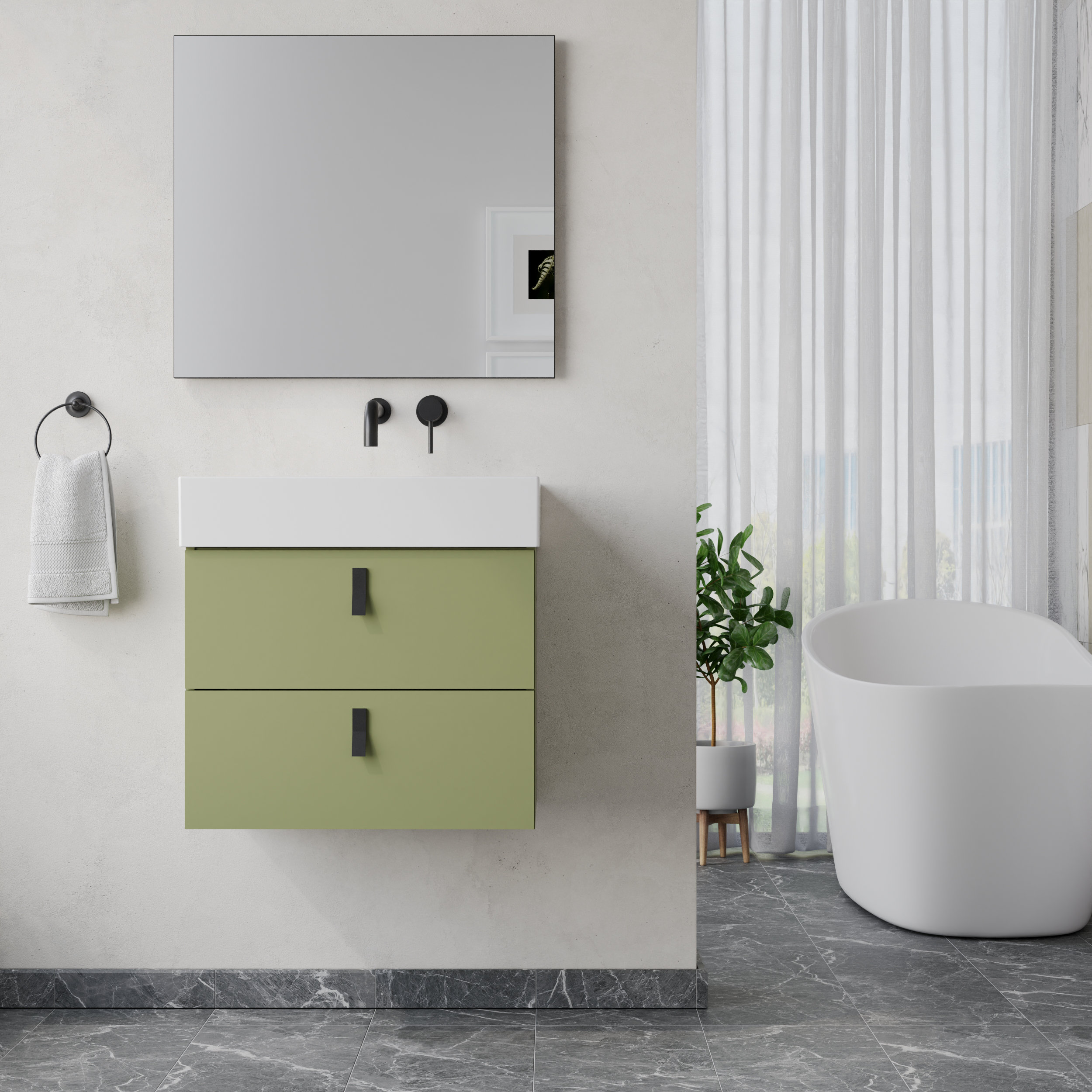 ModernMoments Borian 600mm Wall Hung Vanity Unit With Veneto 0th Basin ...